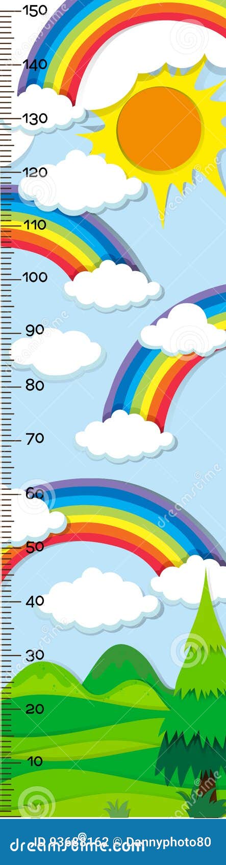 Height Measurement Chart with Rainbow in Background Stock Vector ...