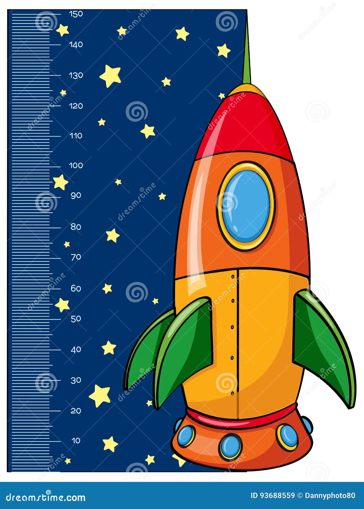 Height Measurement Chart with Rocket Stock Vector - Illustration of ...