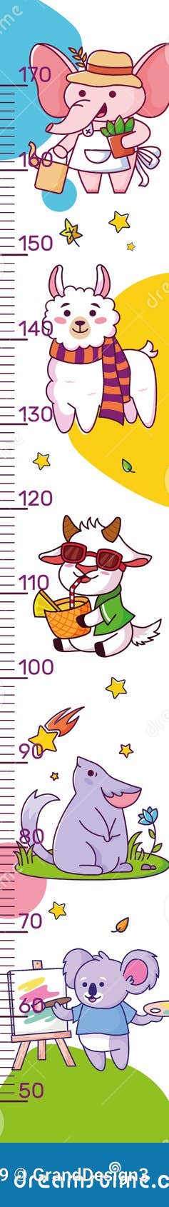 Height Meter Cute Animals. Vector Illustration Stock Vector ...
