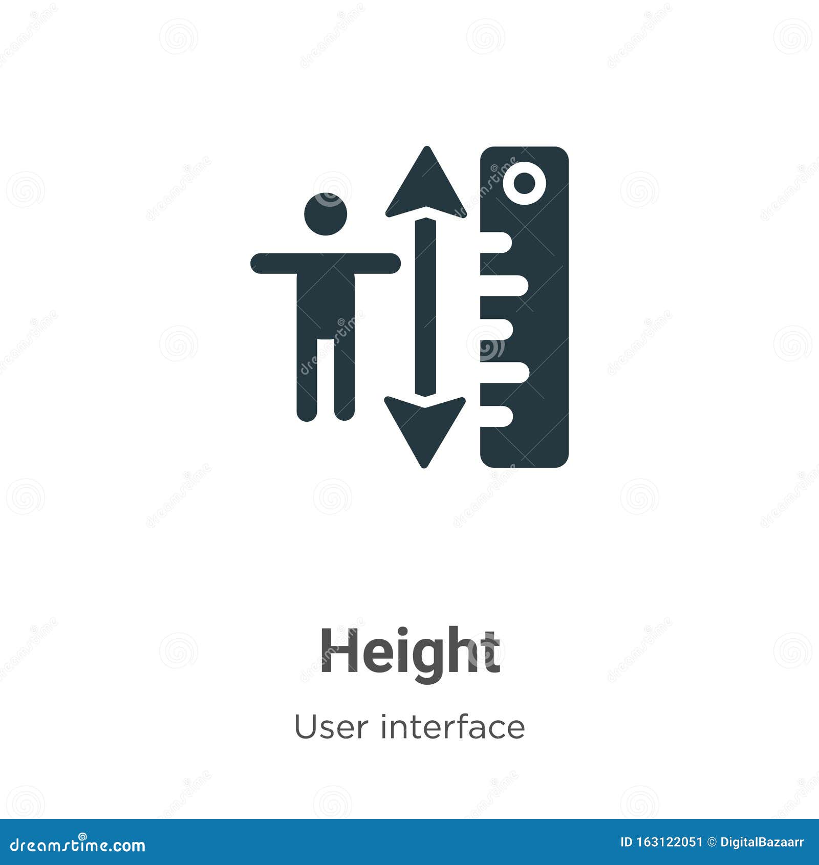 Height Vector Icon on White Background. Flat Vector Height Icon Symbol ...