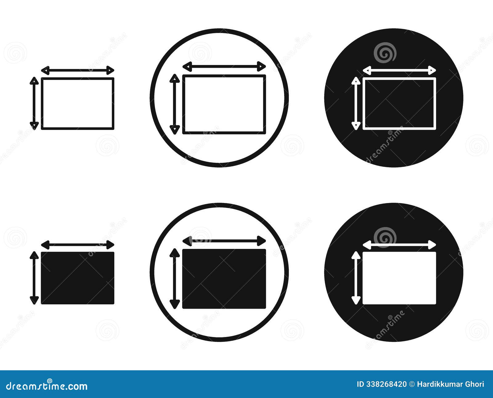 Height and Width Vector Icon Set in Black and White Outlines Stock ...