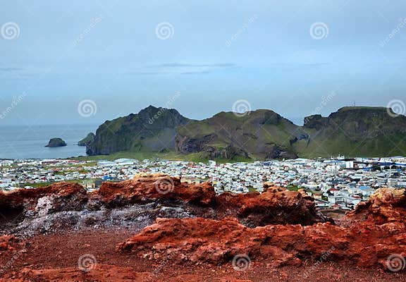 Heimaey volcano stock photo. Image of city, mointains - 86168248