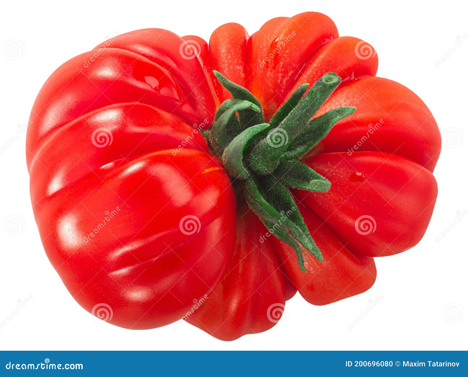 Ribbed Tomato On Hand. Next To Round Tomato And Knife Stock Photo ...