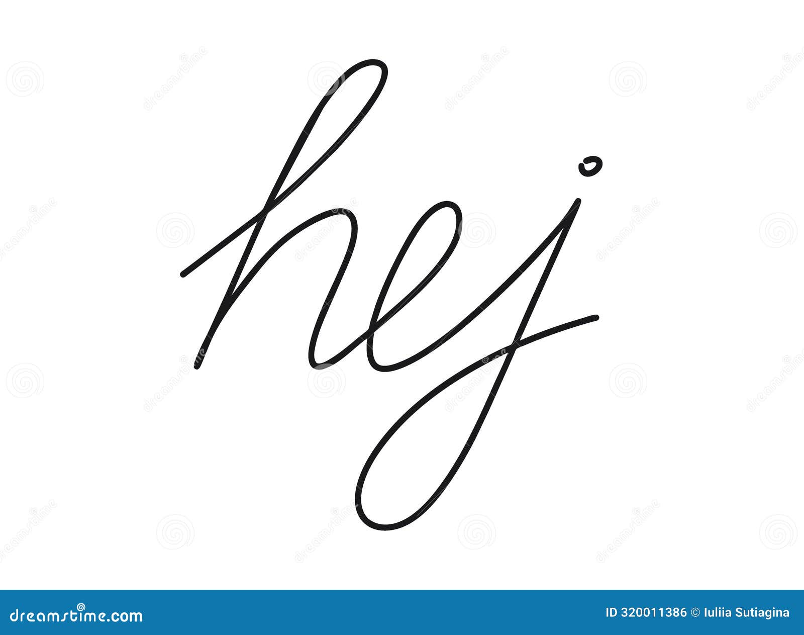 Hej Write Calligraphy Word, Continuous Line Drawing. Greeting, Hello on ...