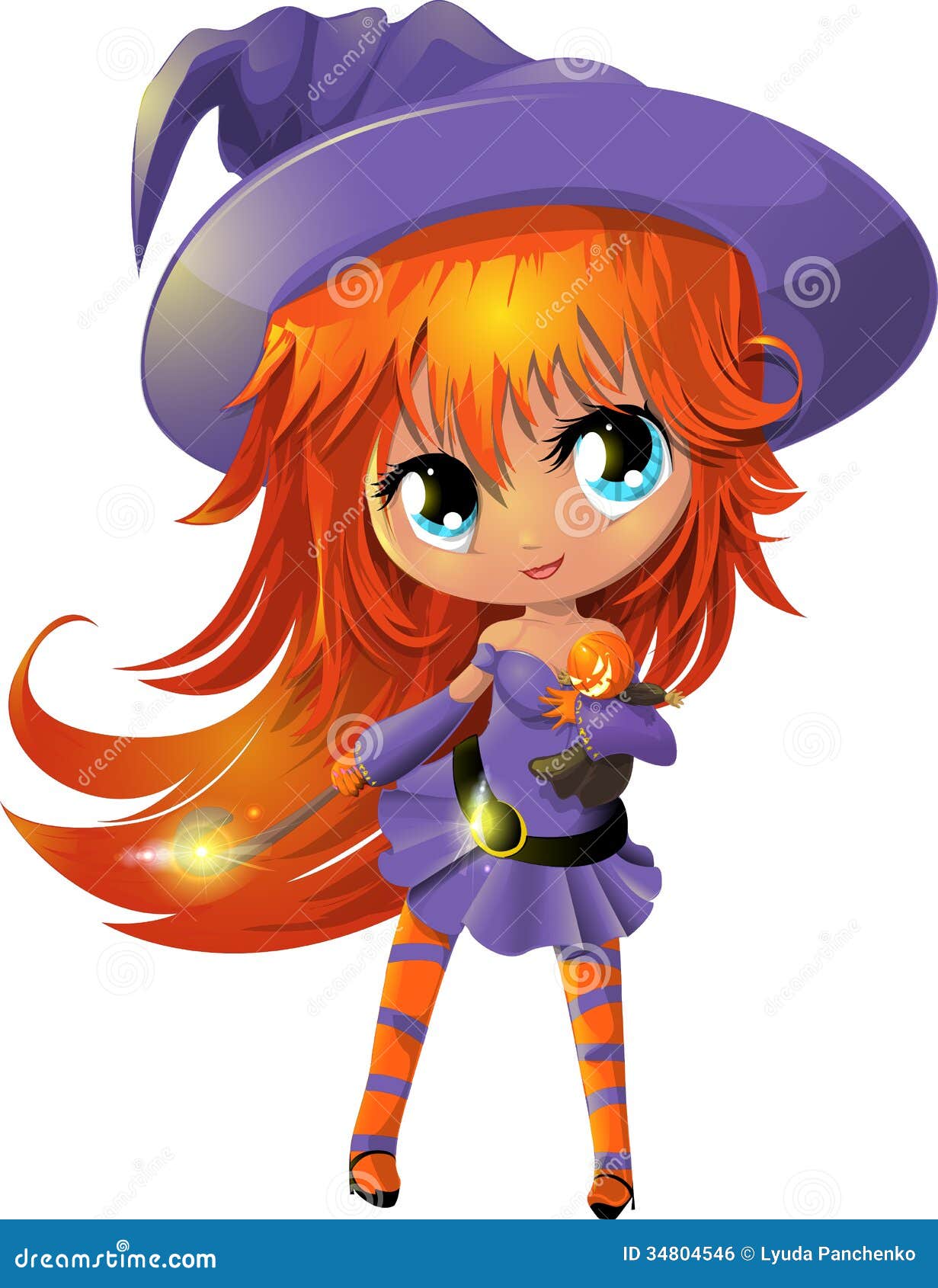 Heks vector illustratie. Illustration of leuk, hoed, seizoen - 34804546