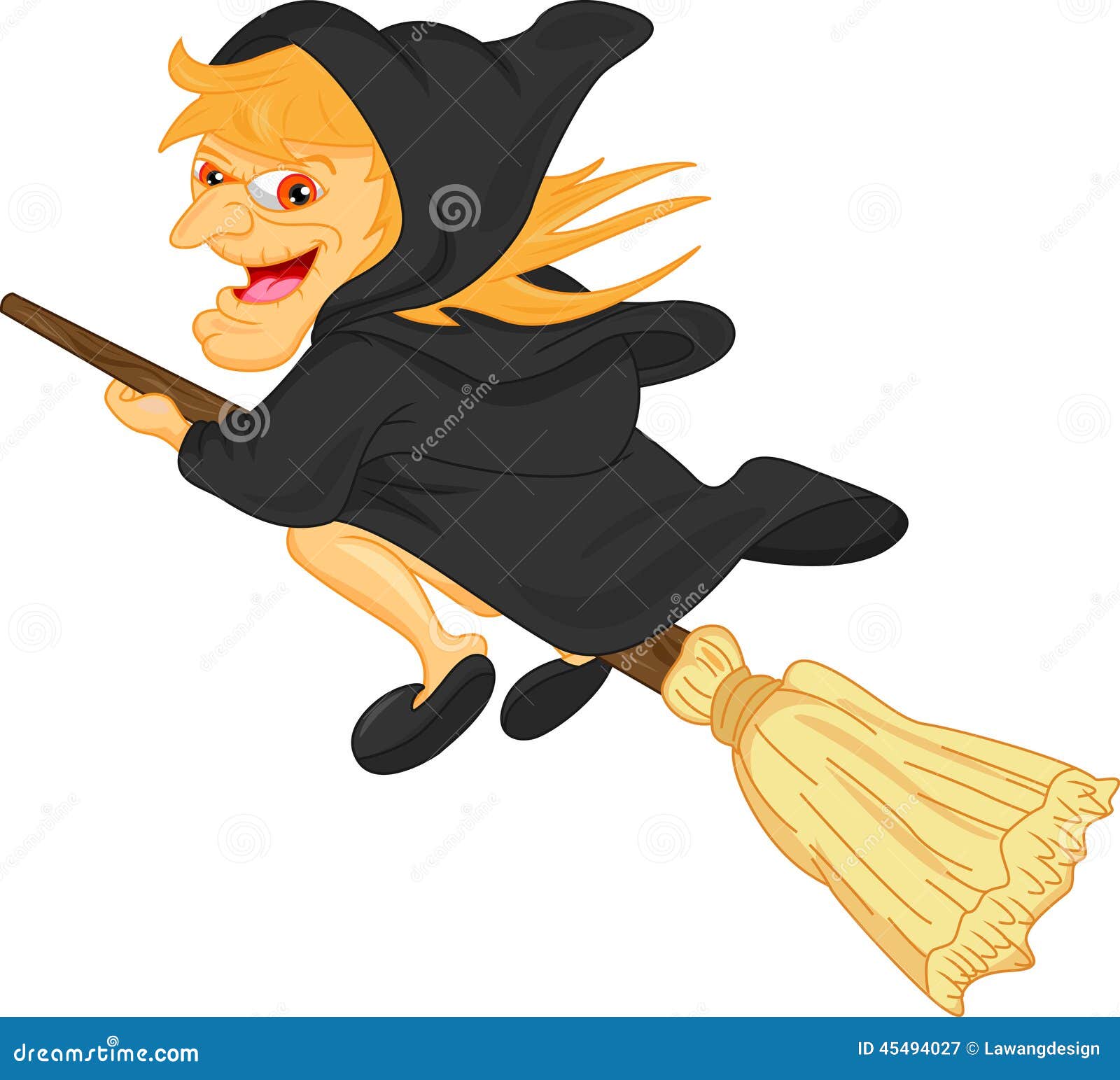 Heks die op bezem vliegt vector illustratie. Illustration of magisch ...