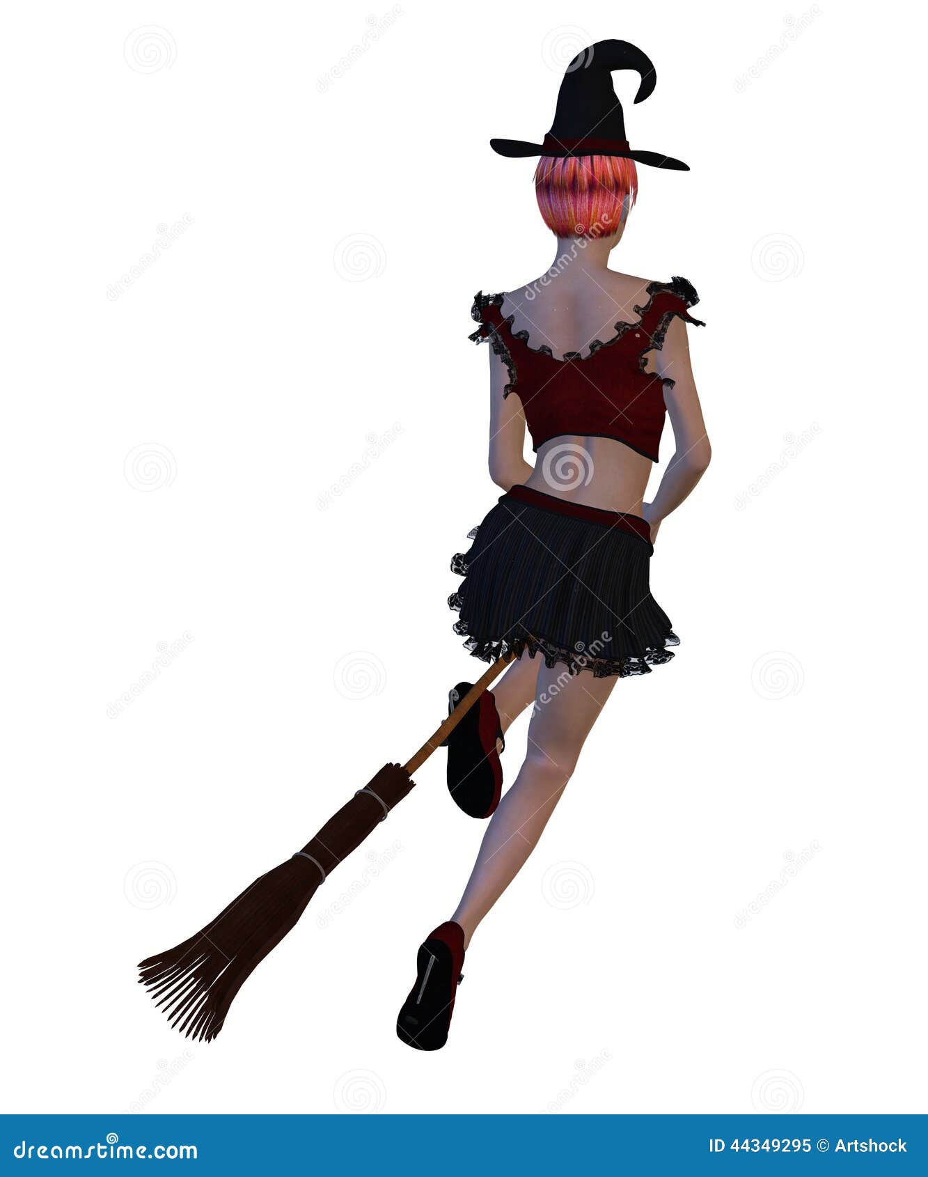 Heks op bezemsteel stock illustratie. Illustration of bevlieging - 44349295