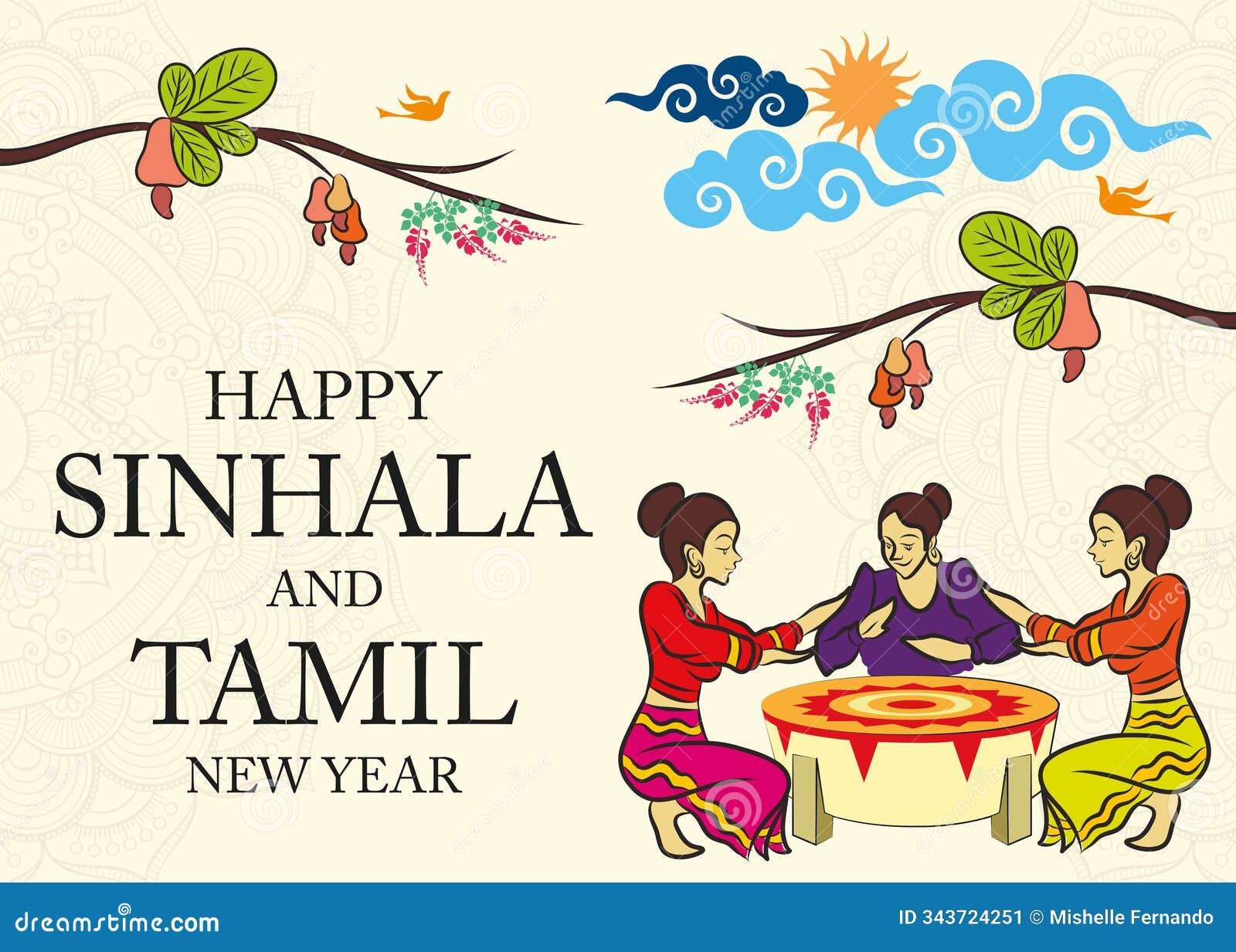 Happy Sinhala and Tamil New Year. Sri Lanka New Year, Vector Illustration Art. Stock Vector ...