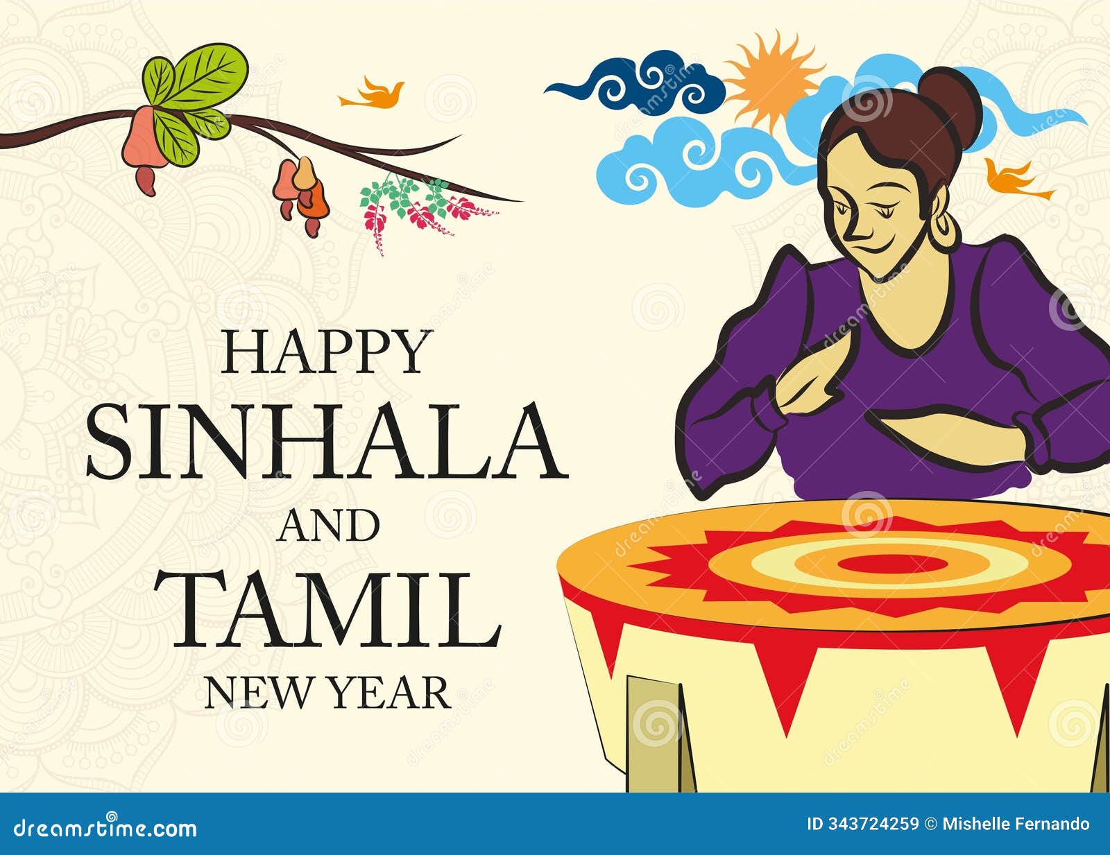Happy Sinhala and Tamil New Year. Sri Lanka New Year, Vector Illustration Art. Stock Vector ...