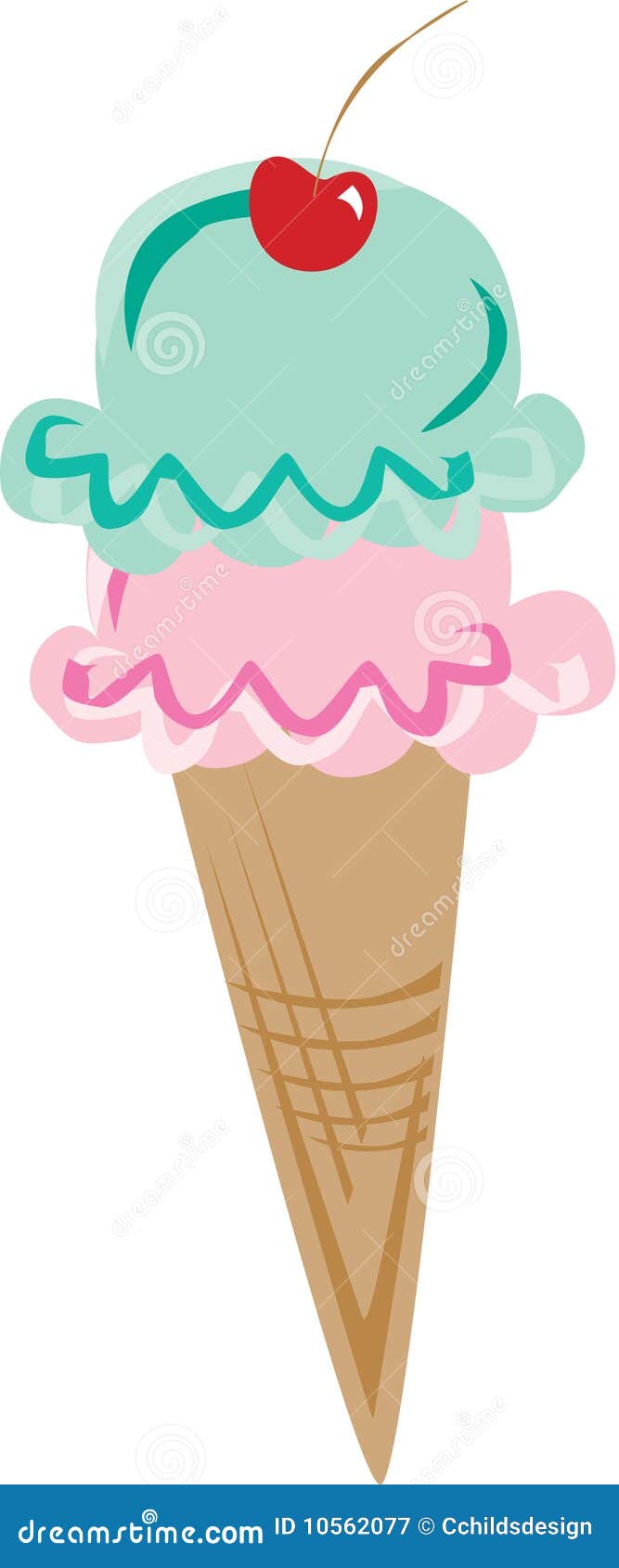 Helado Doble De La Cucharada Stock de ilustración - Ilustración de ...