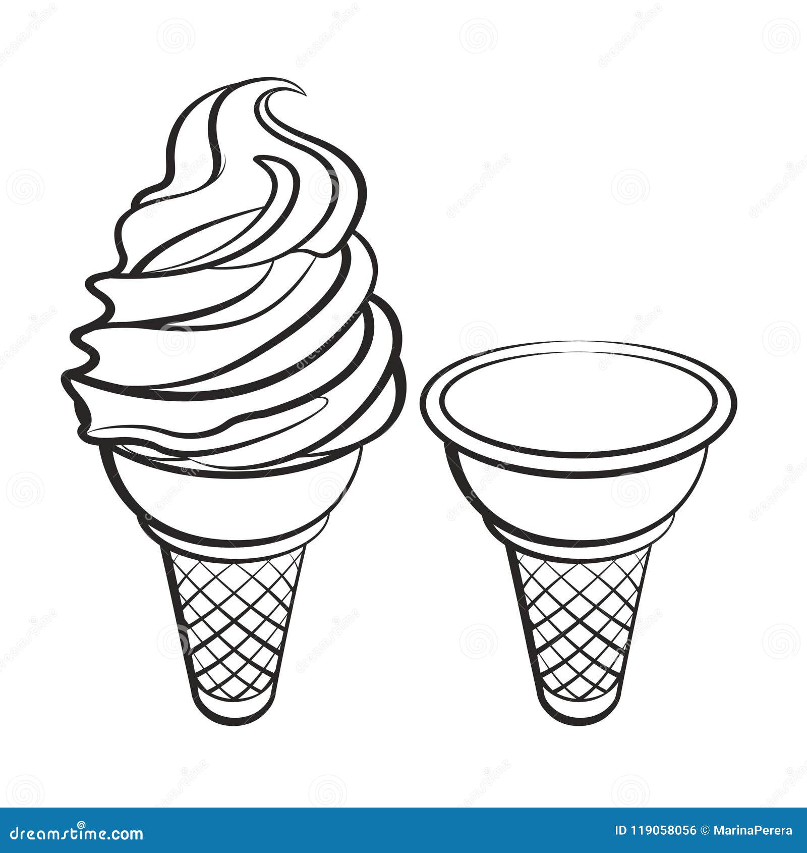 Cono De Helado Clipart Blanco Y Negro