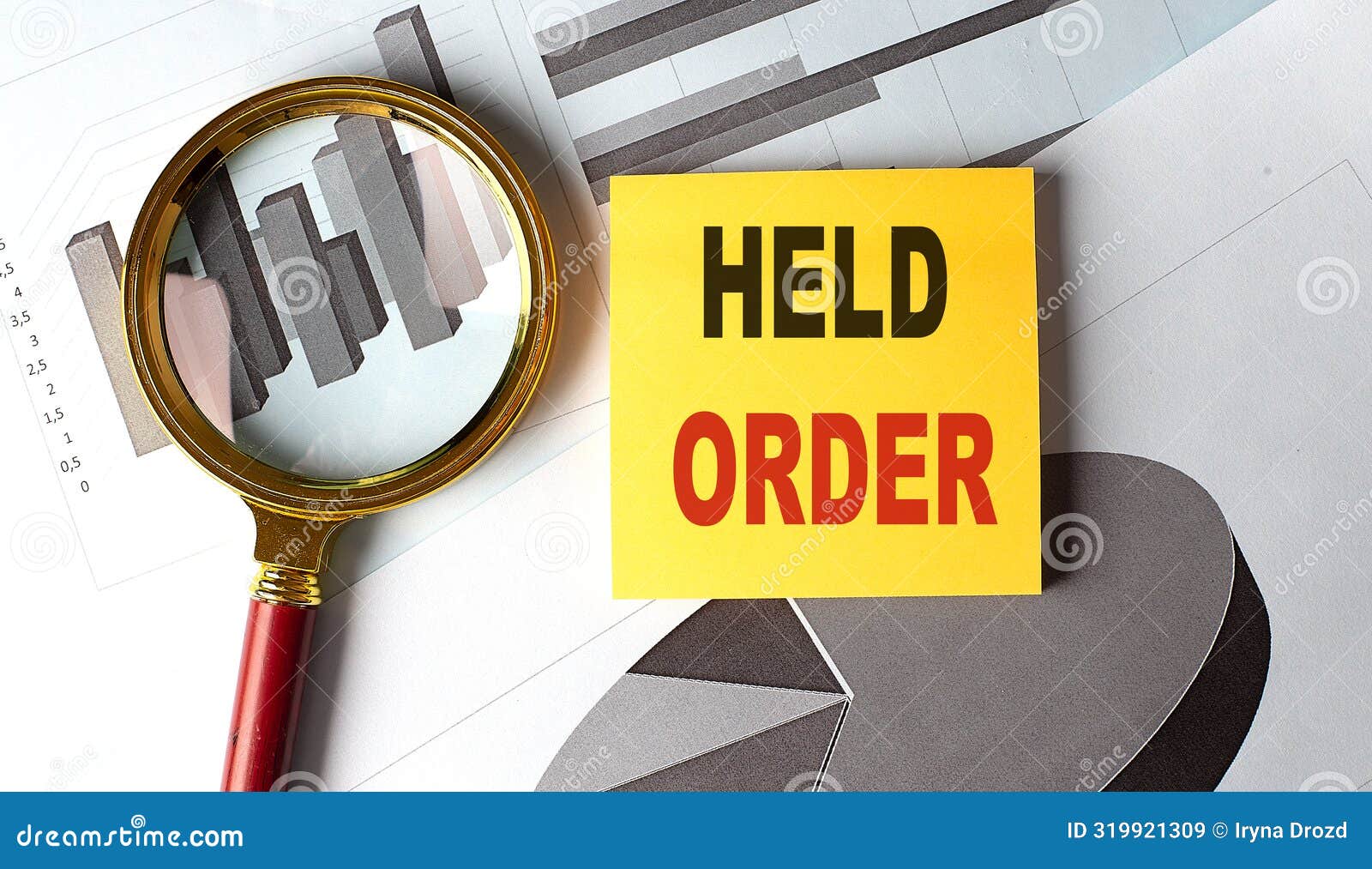 HELD ORDER Text on Sticky on Chart Background Stock Image - Image of ...