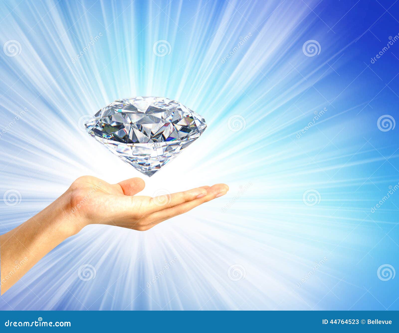 Helder Beeld Van Hand Met Grote Diamant Stock Afbeelding - Image of ...