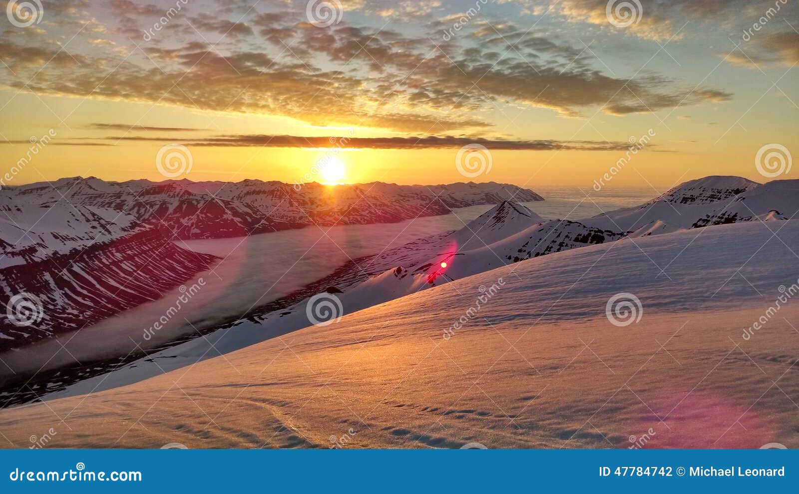 Heli Skiing at Midnight on the Troll Peninsula in Iceland Stock Photo ...