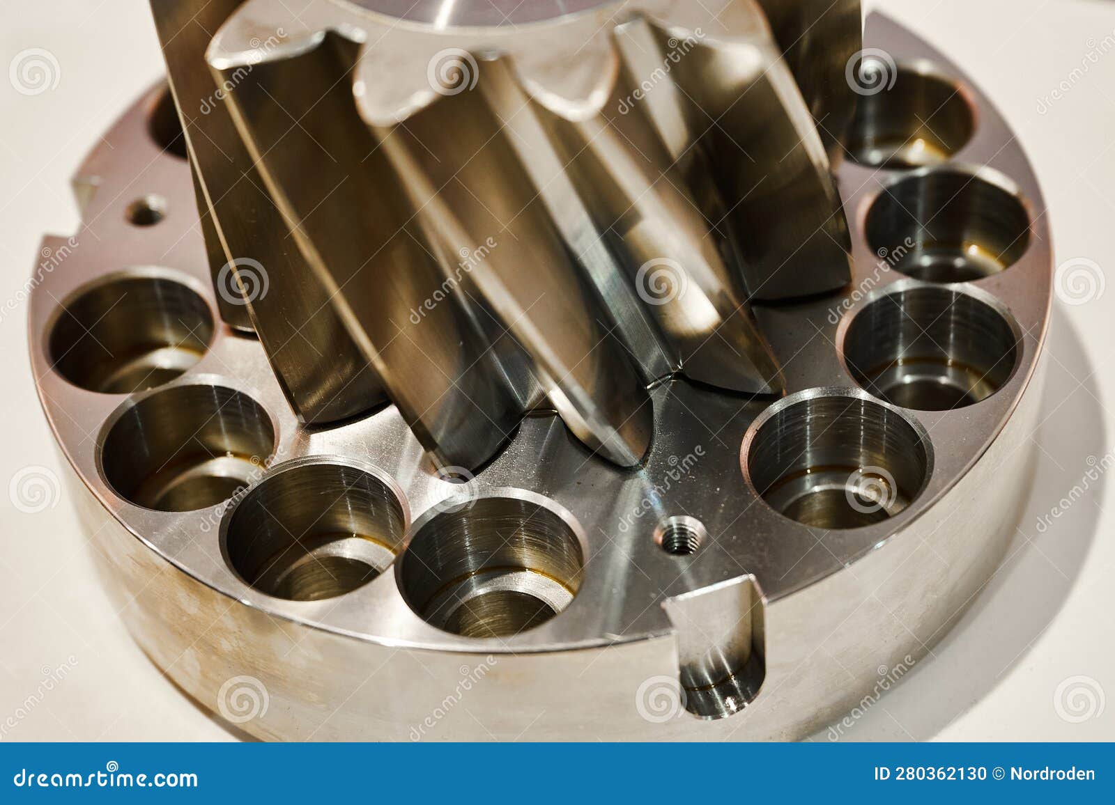 Helical Gear. Backlash Free Spur Gear System on Light Stock Photo ...