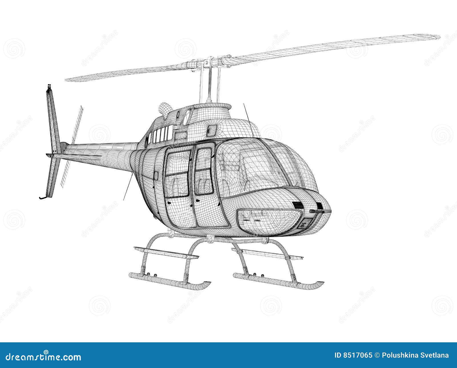 Helicopter 3d Model, Front View Stock Illustration - Illustration of ...