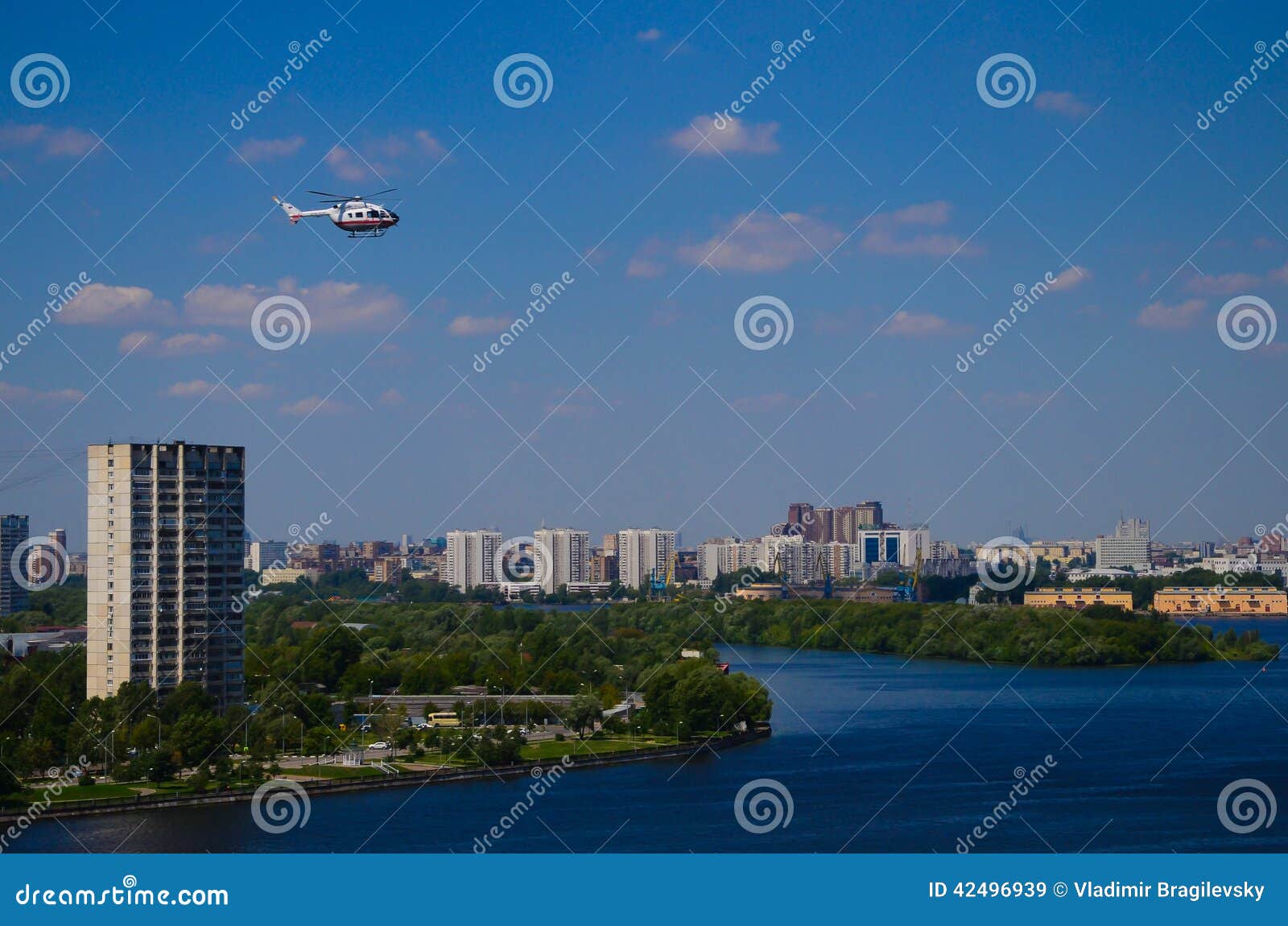 Helicopter above the river stock image. Image of liberty - 42496939