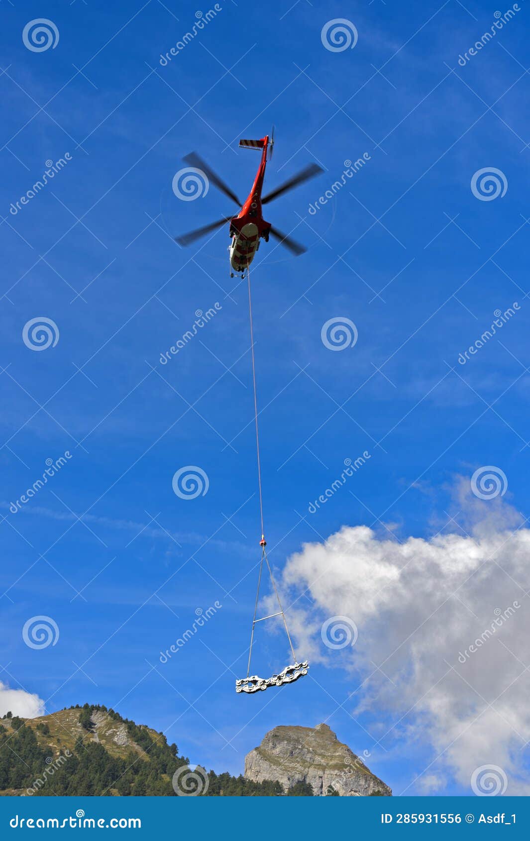 Helicopter As a Flying Crane Transporting a Heavy Component Stock Photo ...