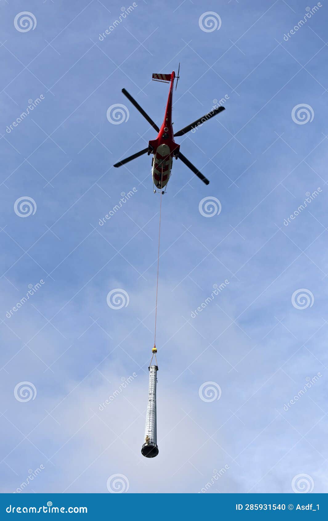 Helicopter As A Flying Crane Transporting A Heavy Component Royalty ...