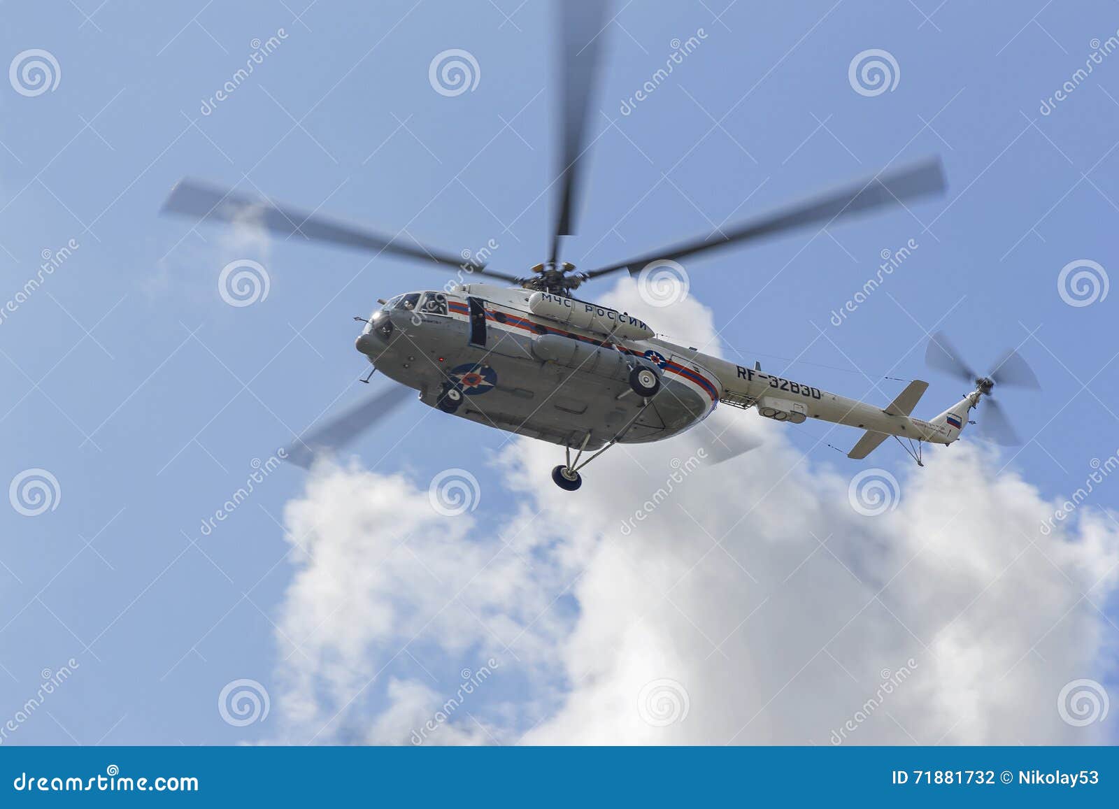 Helicopter on a Background of Clouds. Editorial Photography - Image of ...