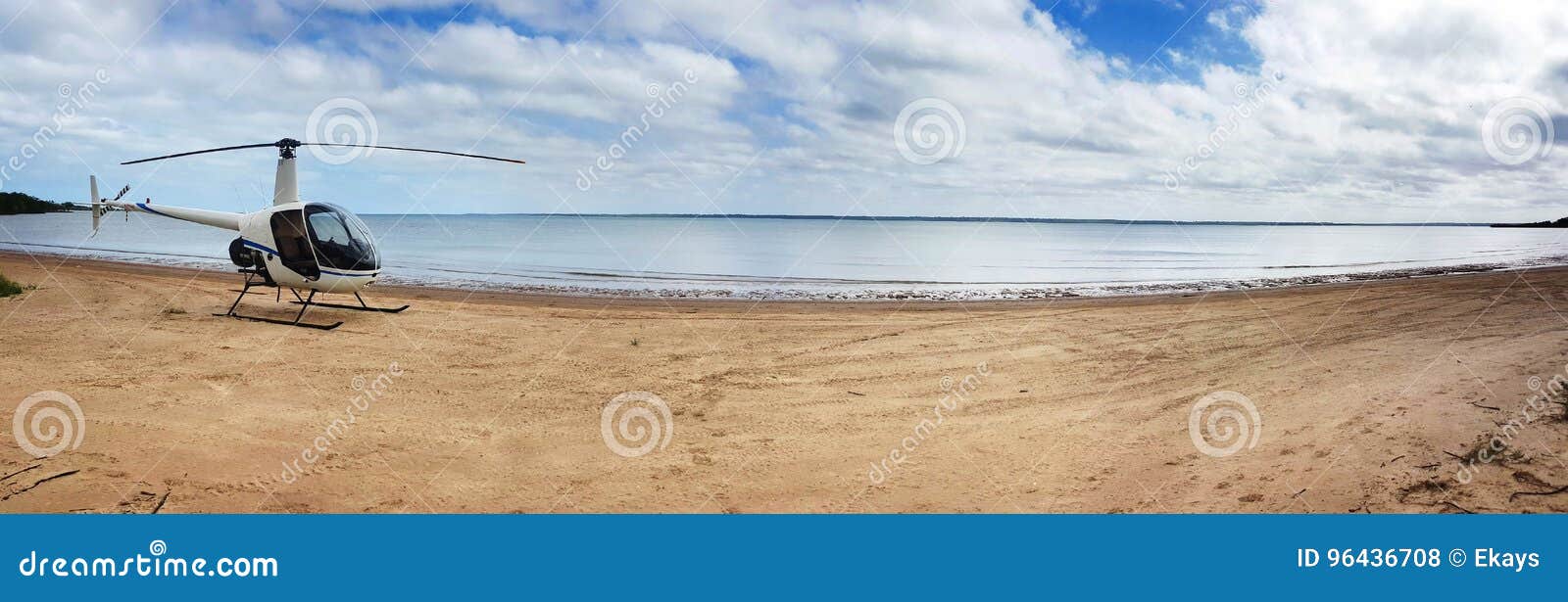 Helicopter on the Beach Panorama Stock Photo - Image of york, clouds ...