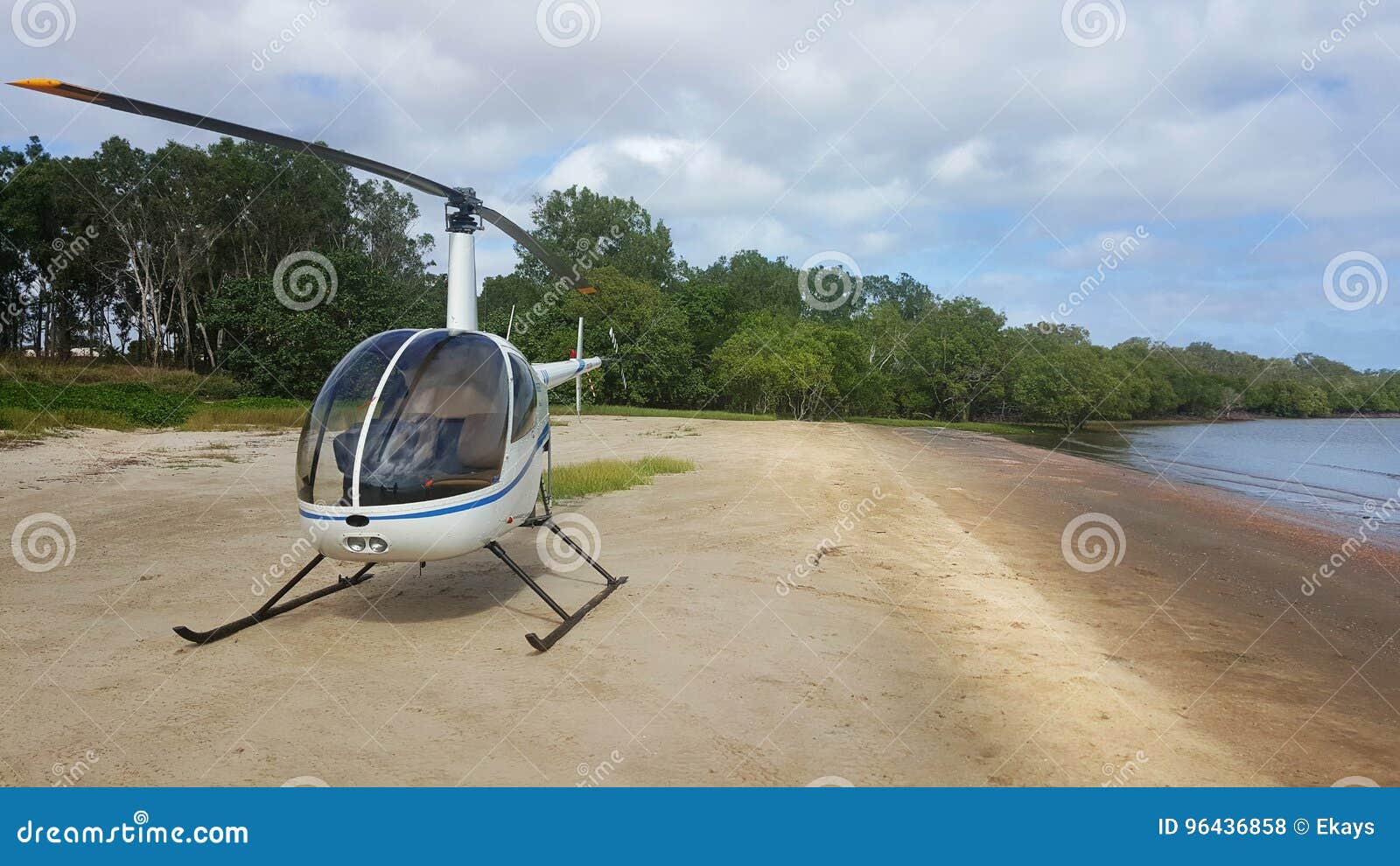 Helicopter on the Beach at Weipa Stock Photo - Image of flight, ocean ...