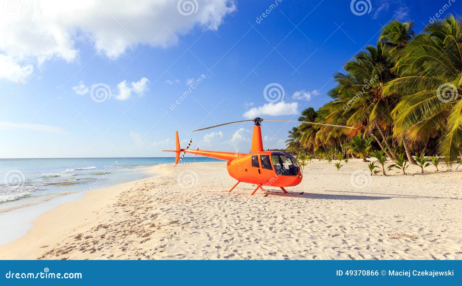 Helicopter on Caribbean Beach Stock Photo - Image of paradise, beach ...