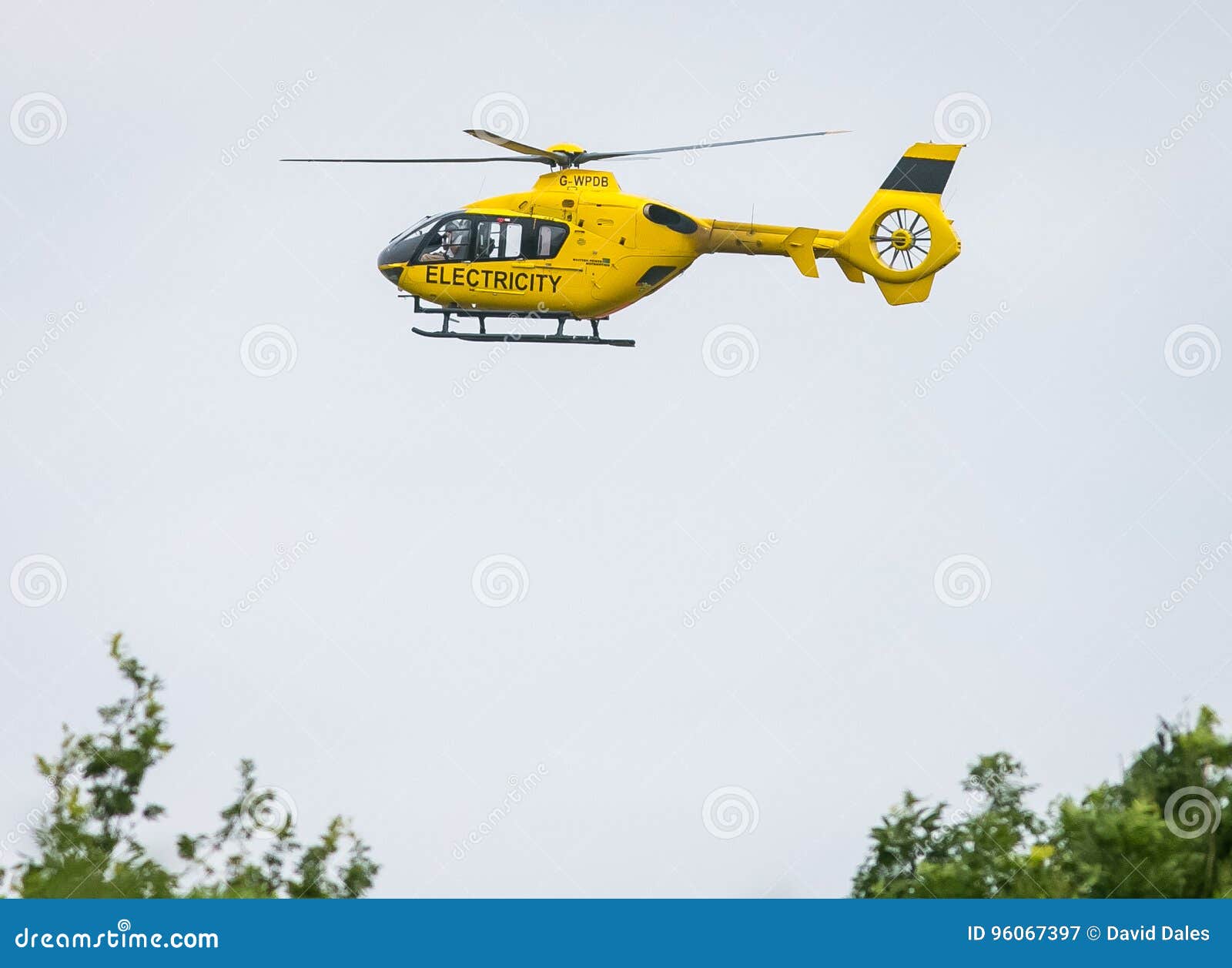 Helicopter Checking Overhead Power Cables. Editorial Photography ...