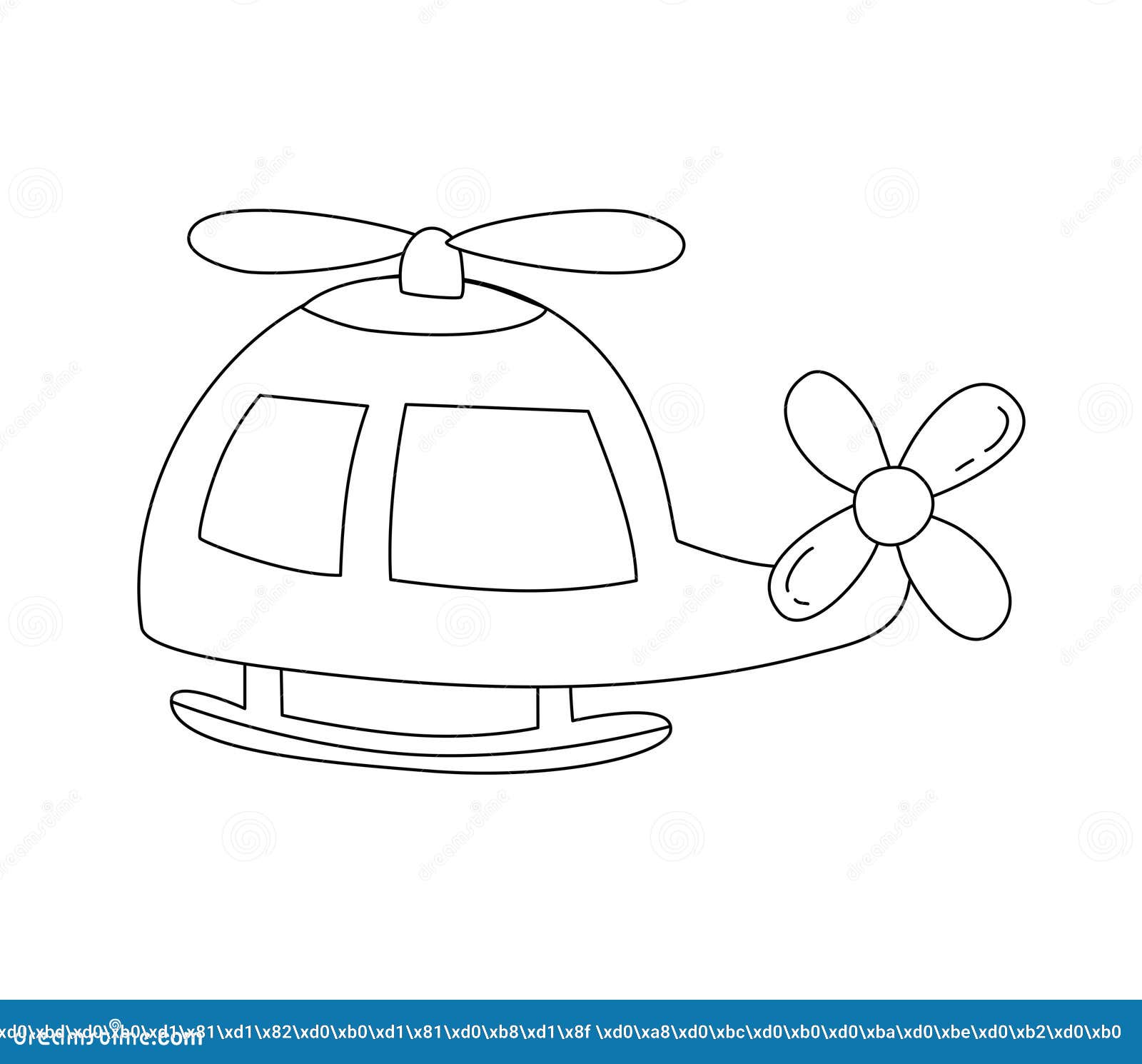 Helicopter Children Vector Doodle Template for Books Black and White ...