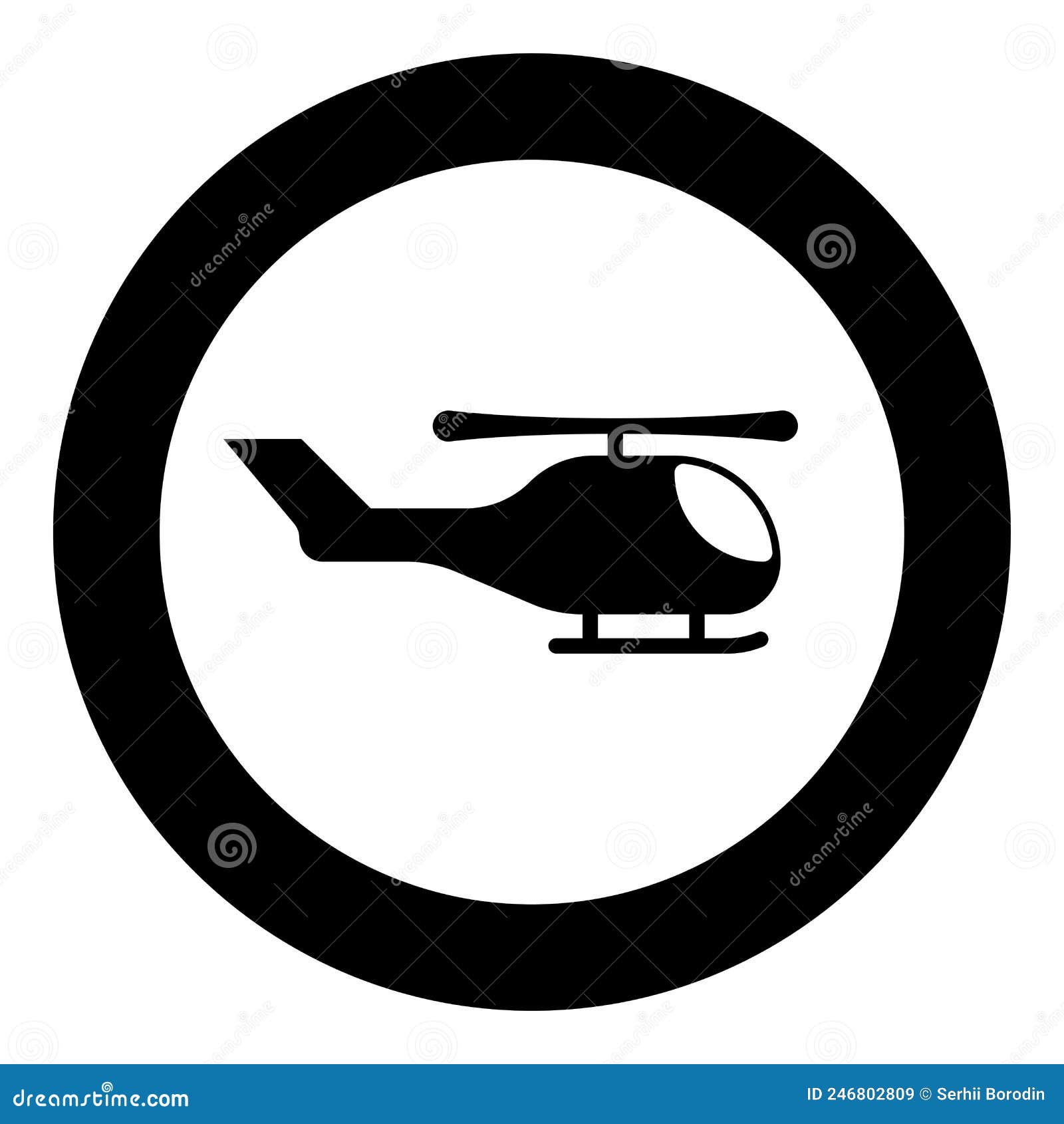 Helicopter Chopper in Air Icon in Circle Round Black Color Vector ...