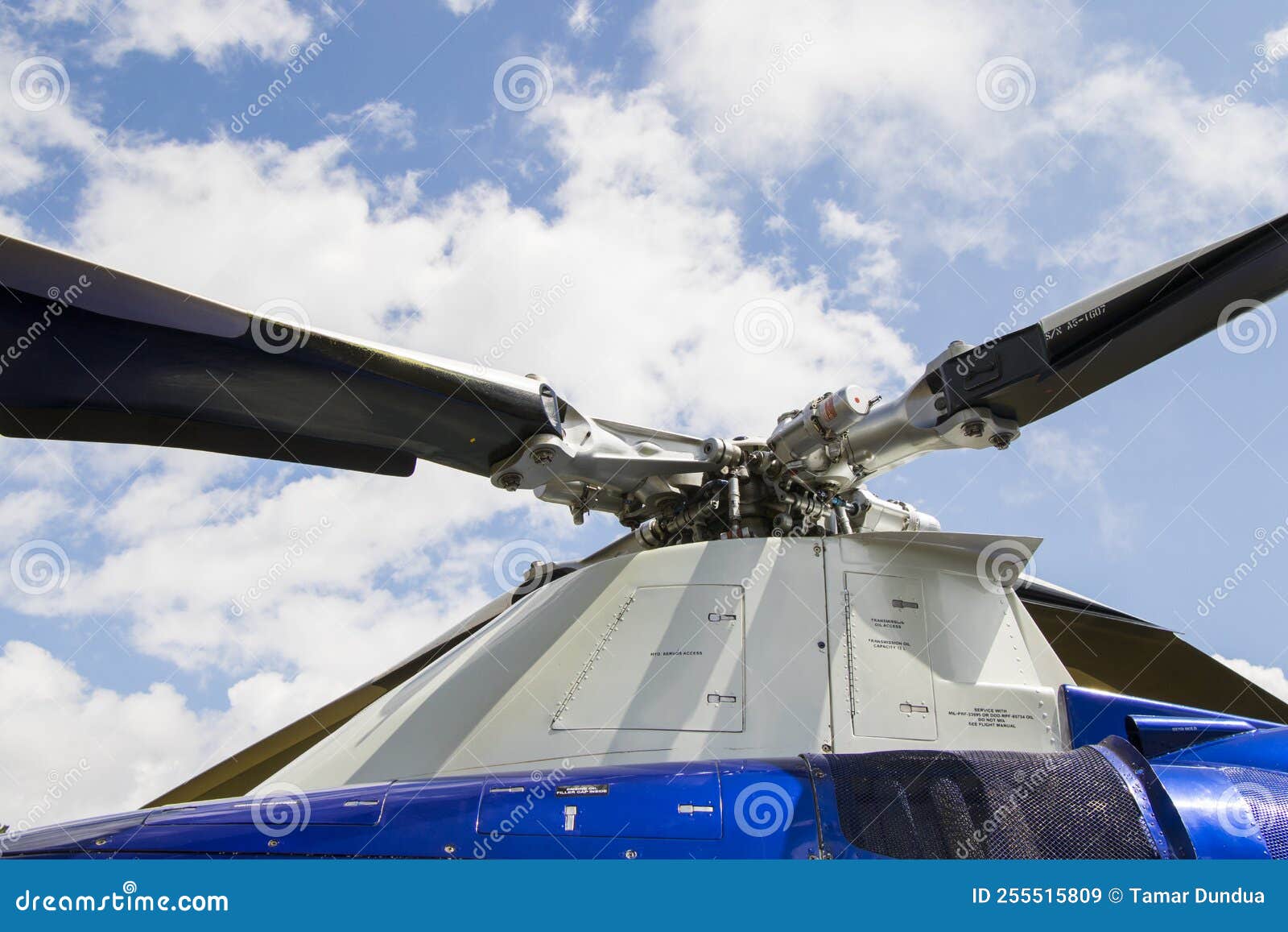 Helicopter Close-up, Blue and White Helicopterview Stock Image - Image ...