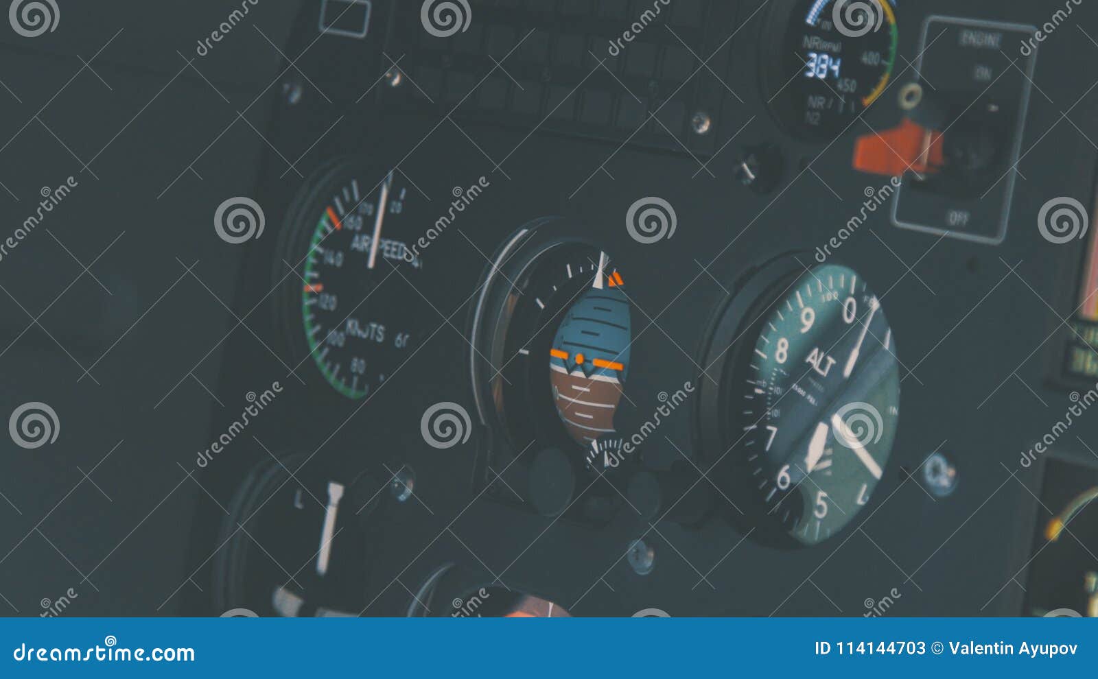 Helicopter Cockpit, High-tech Dashboard, Pilots Operating Plane Stock ...