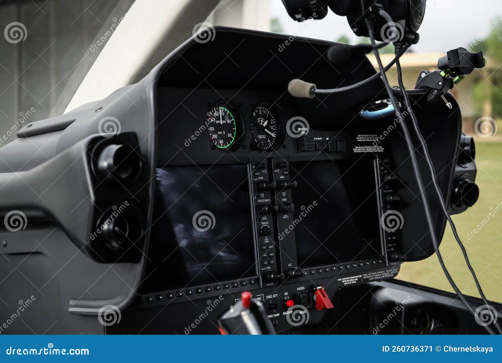 Helicopter Cockpit with New Modern Functional Panel Stock Image - Image ...
