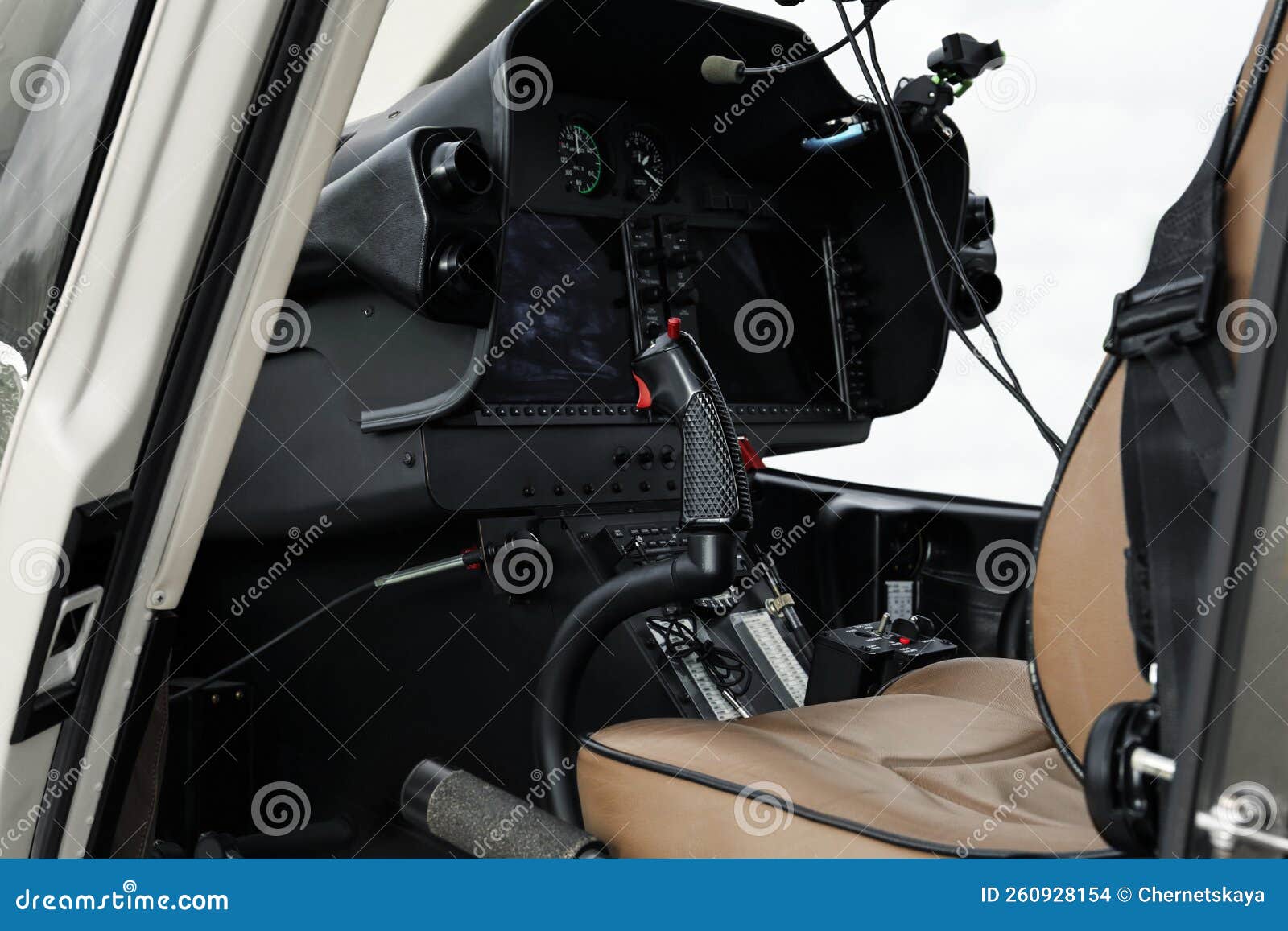 Helicopter Cockpit with New Modern Functional Panel and Leather Seat ...