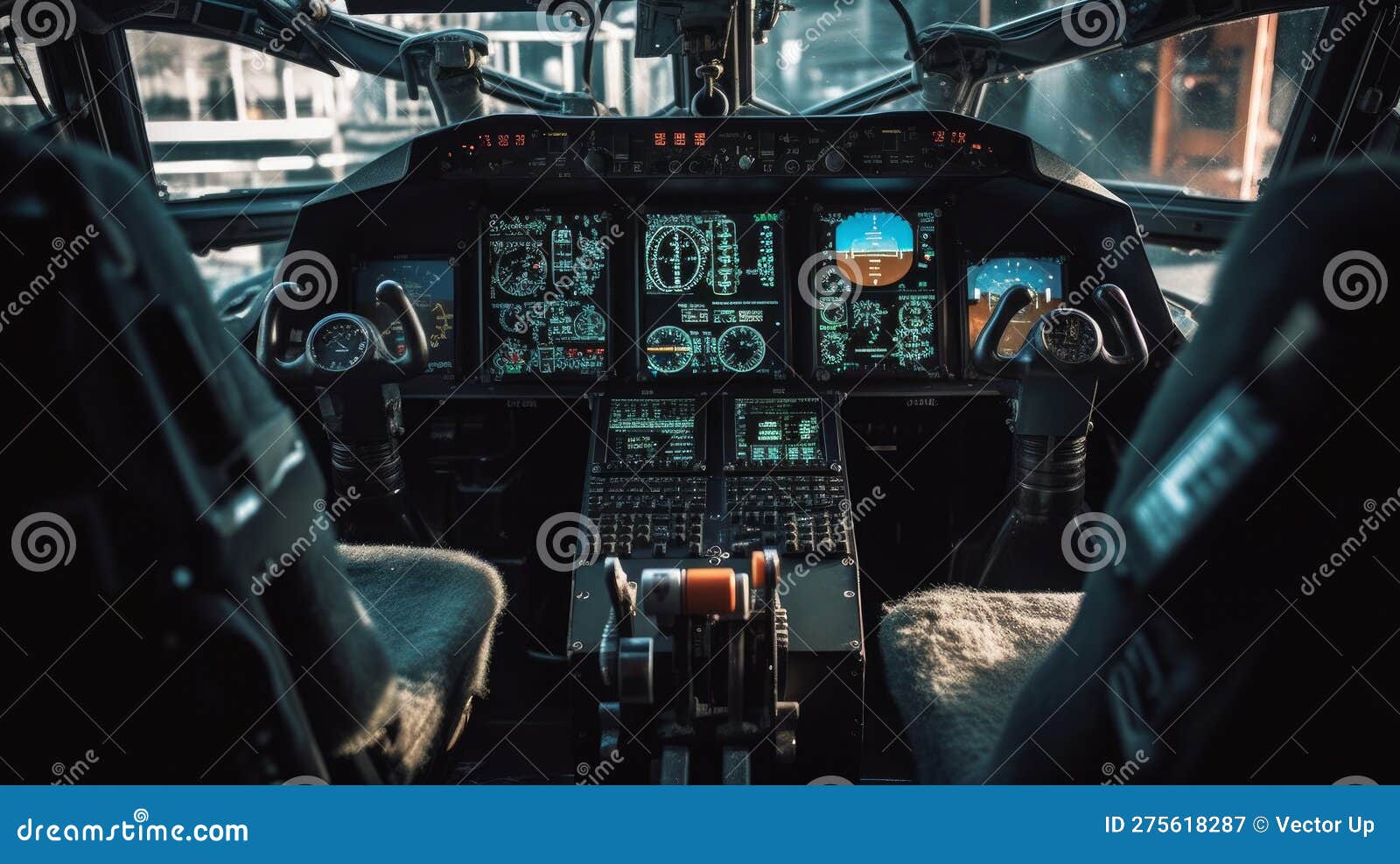 Helicopter Cockpit with Pilot Arm and Control Panel. Generative AI ...
