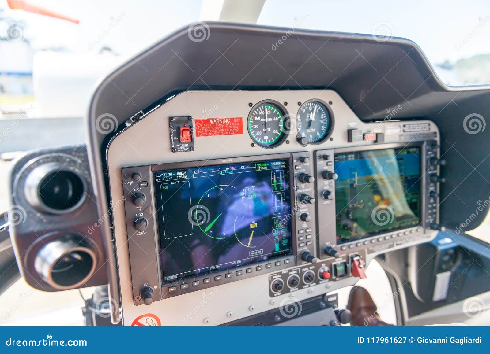 Helicopter Cockpit and Technology. Copter Dashboard with Display Stock ...