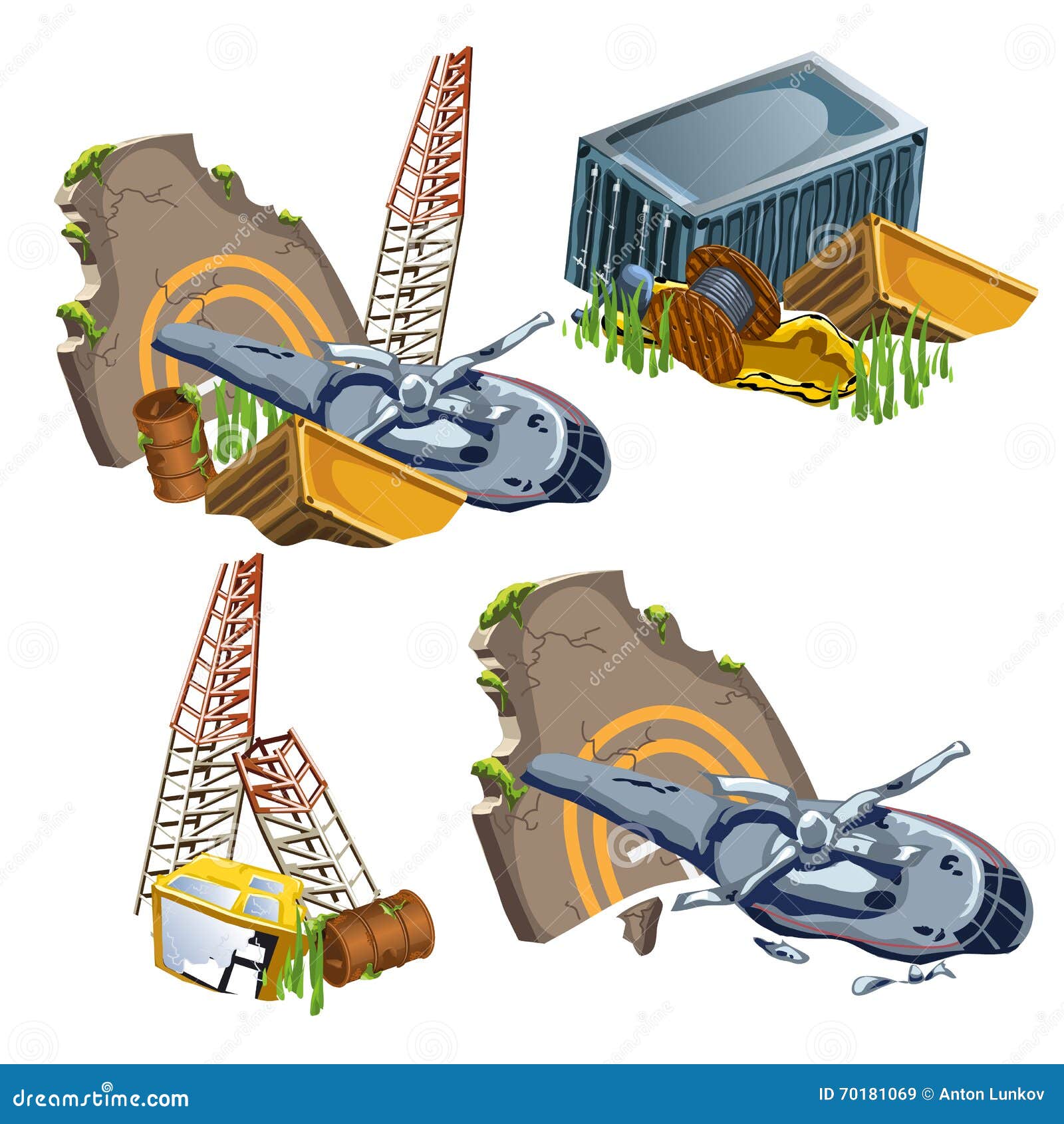 Helicopter Crash and Wreckage of Equipment Stock Vector - Illustration ...