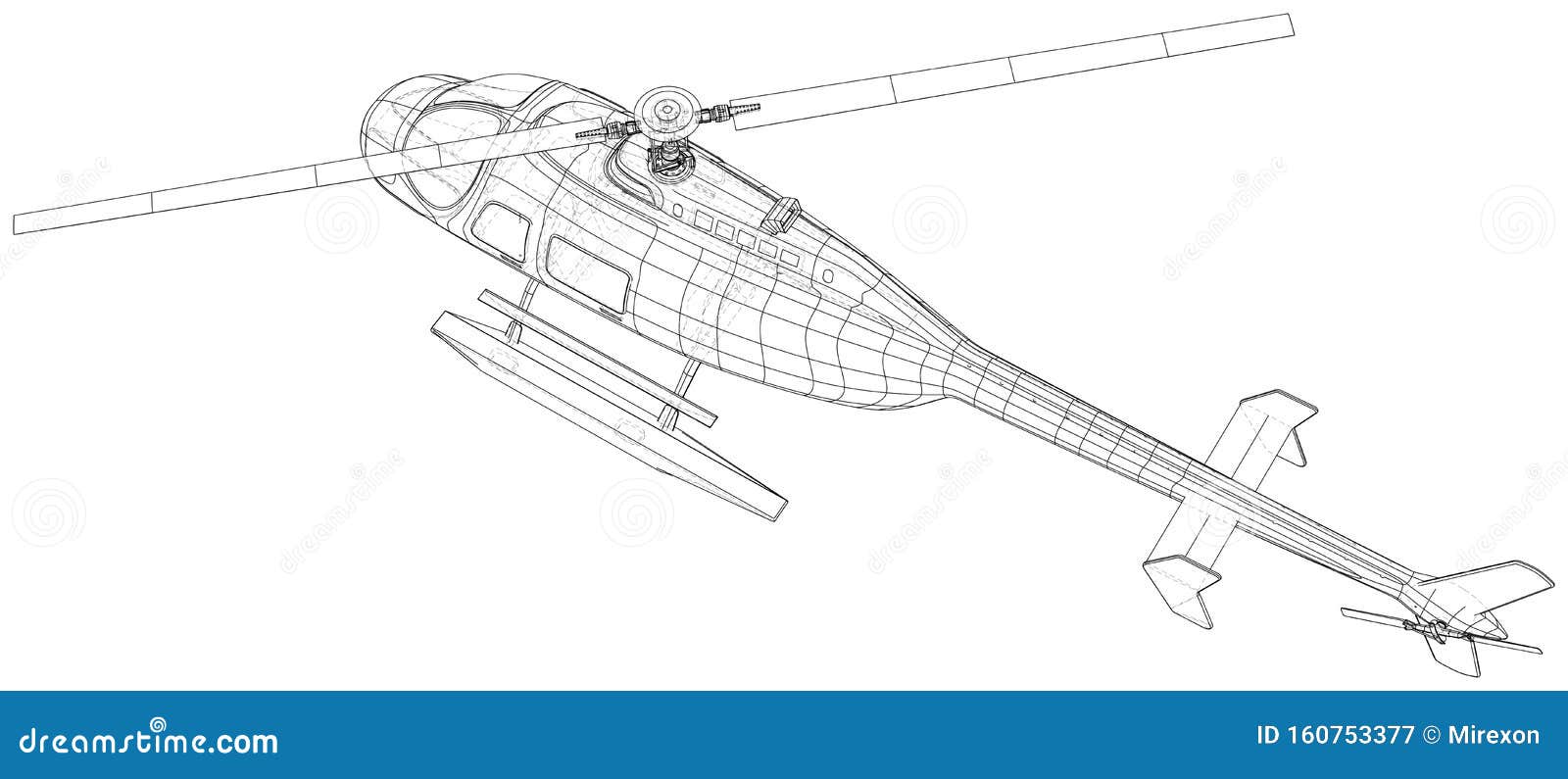 Helicopter. Created Illustration of 3d. Wire-frame Style. the Layers of ...