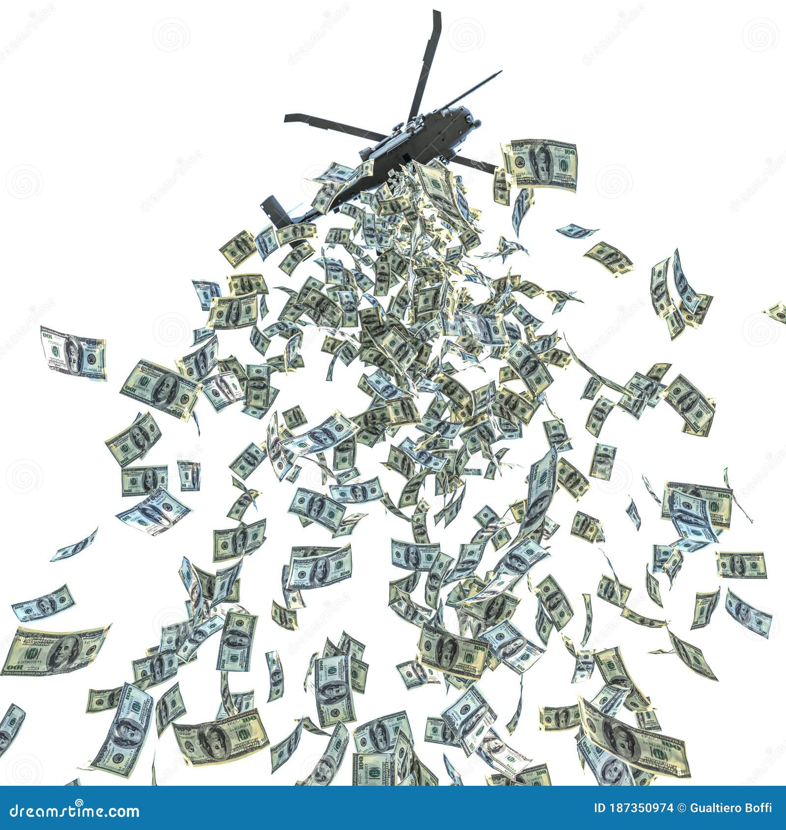 Helicopter that Distributes Dollars in Cash Stock Illustration ...