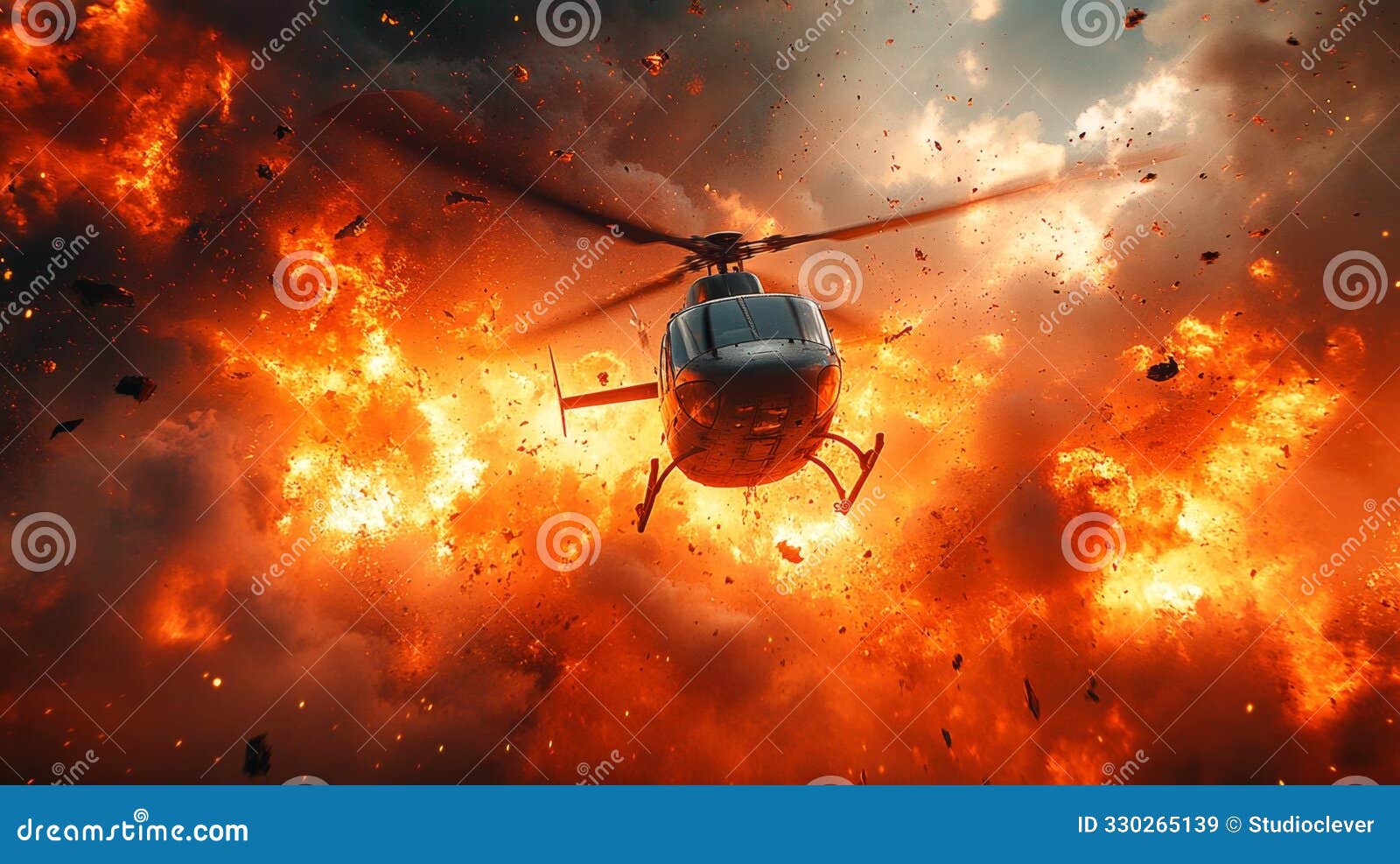 Helicopter in Explosion Generative Ai Stock Illustration - Illustration ...