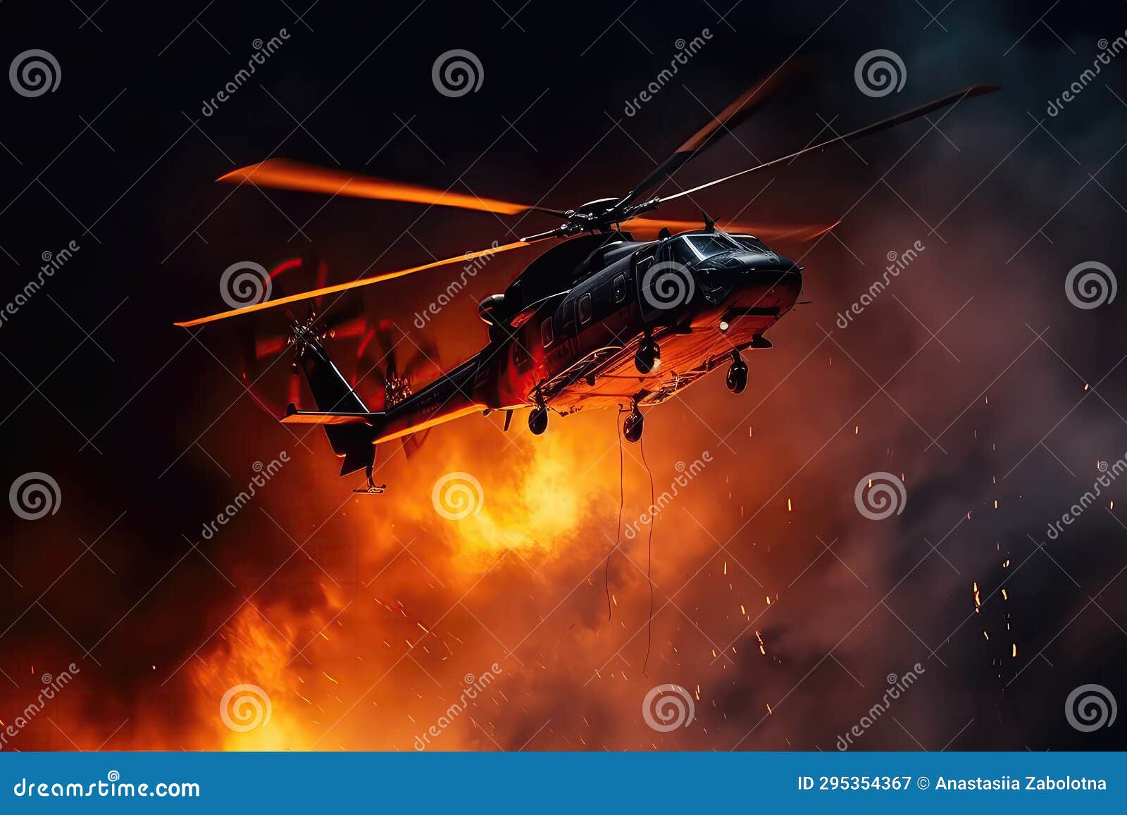 Helicopter Fighting Wildfire with Water Drops from Above Stock Image ...
