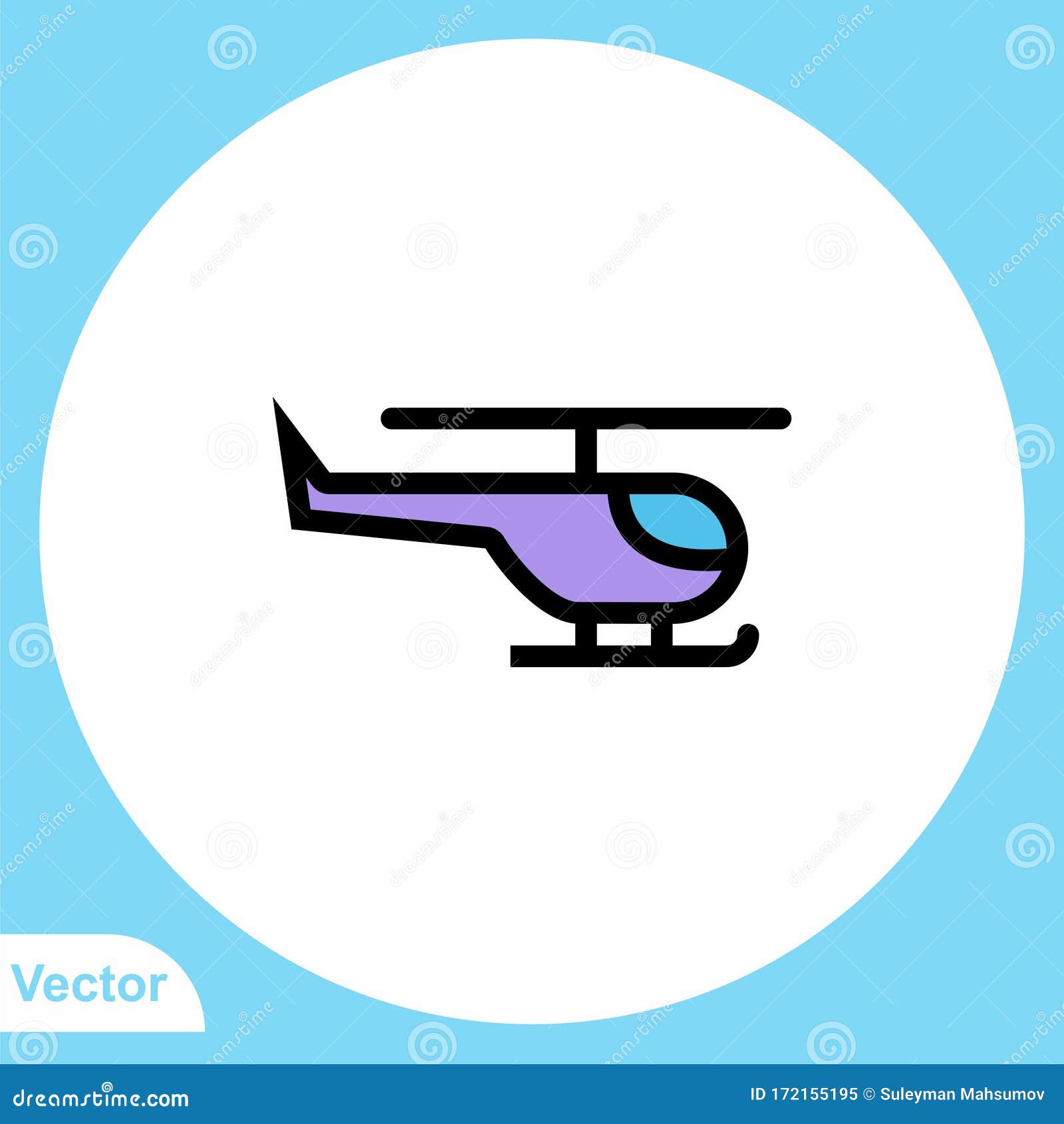 Helicopter Flat Vector Icon Sign Symbol Stock Vector - Illustration of ...