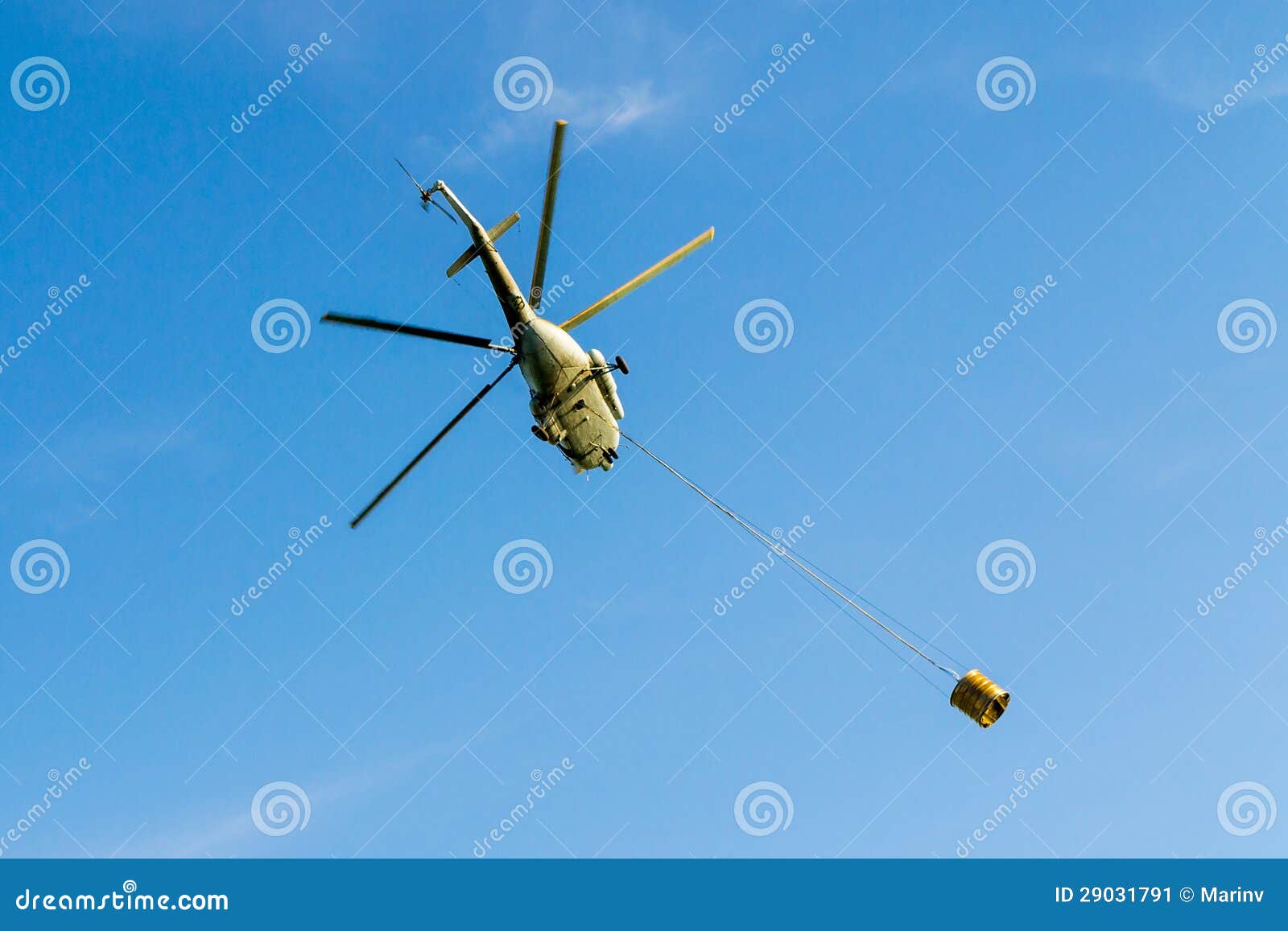 Helicopter in Flight Carrying Bucket Stock Image - Image of copter ...