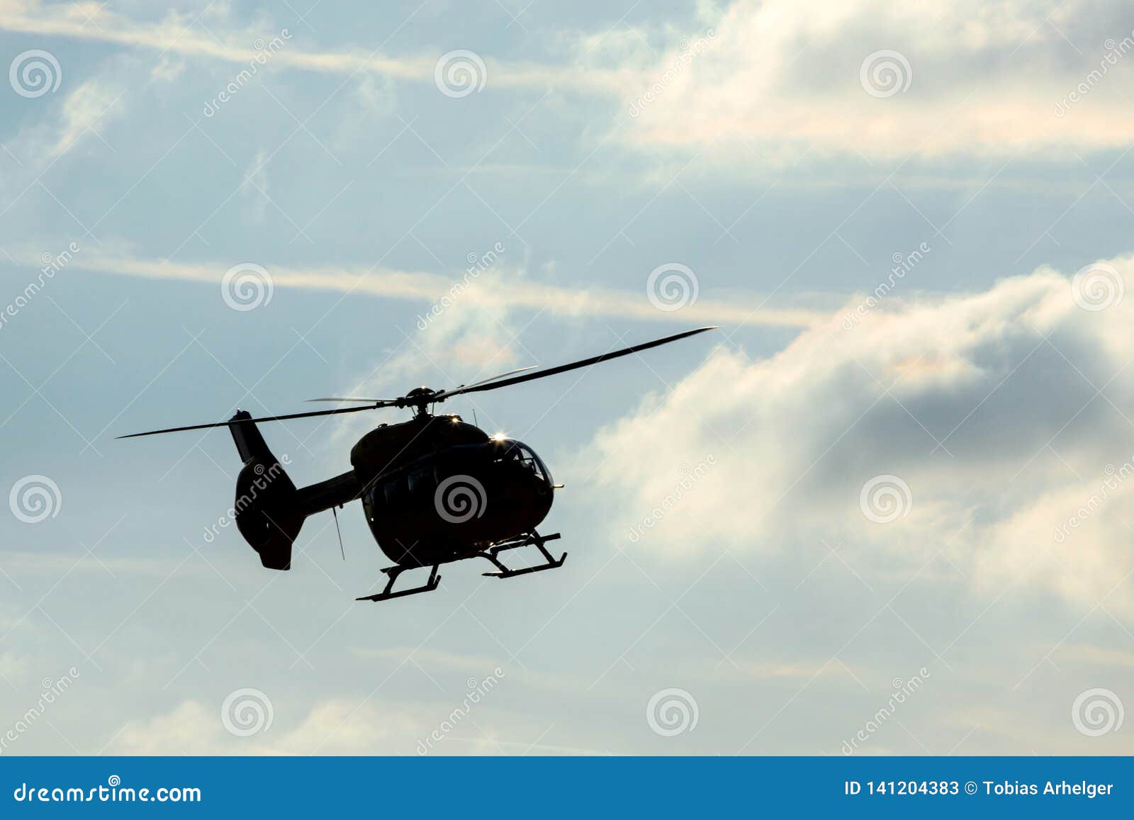 Helicopter In Flight With Clouds Stock Image - Image of paramedic ...