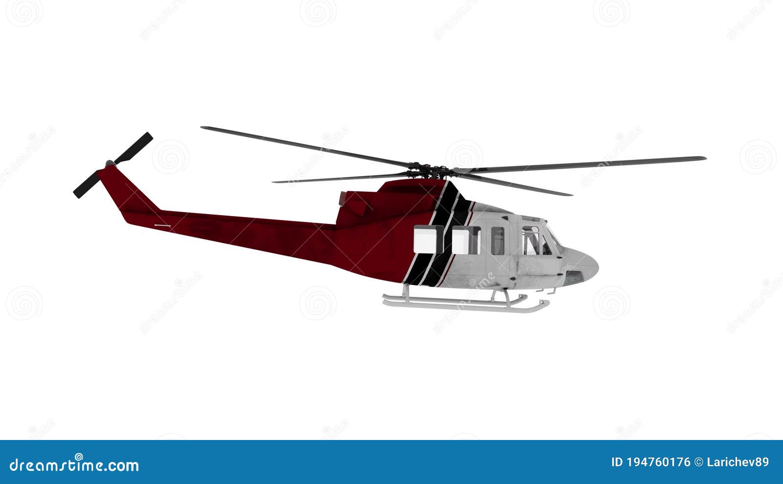 Helicopter Flight on White Background. Side View Stock Illustration ...