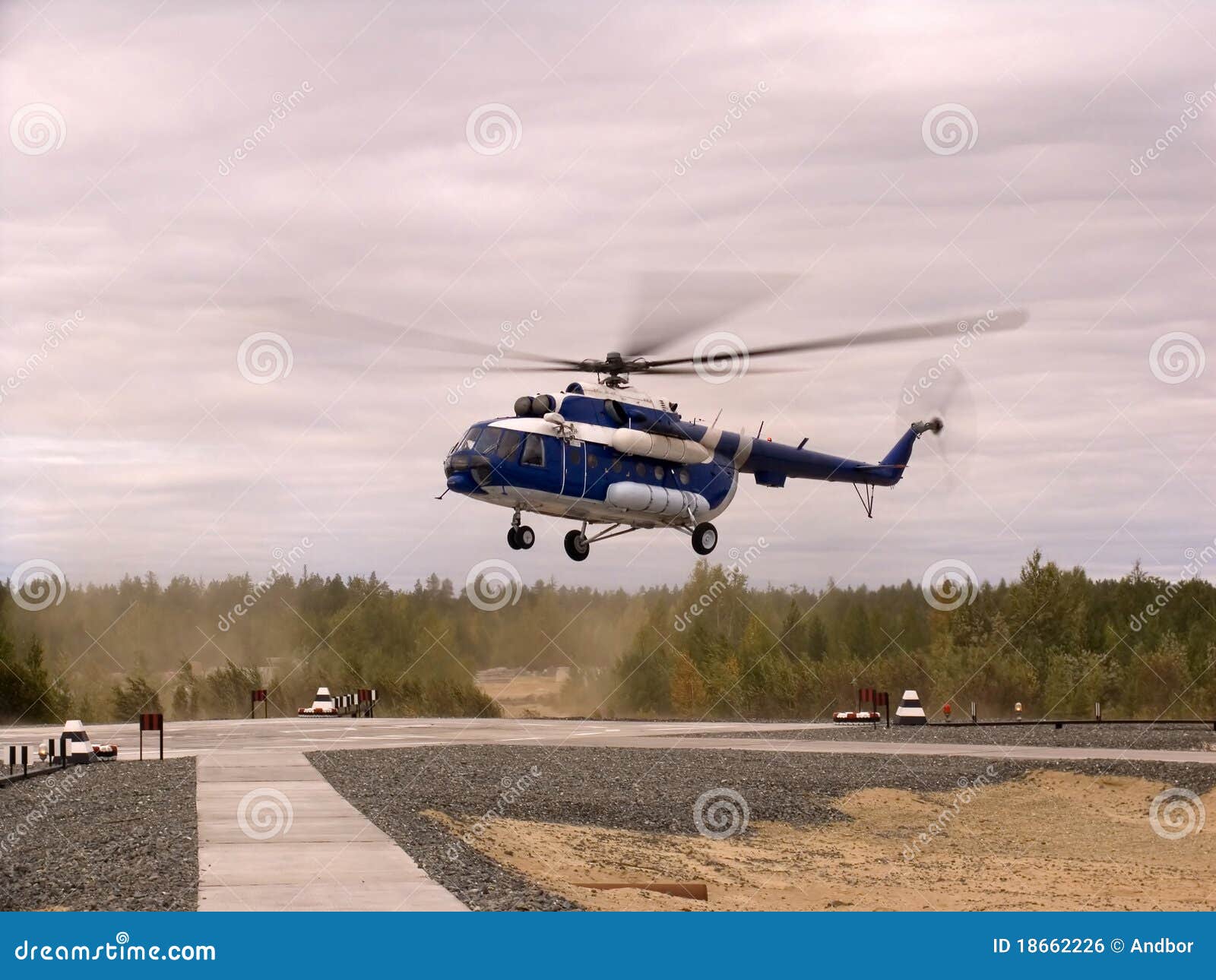 Helicopter Fly Over Airport Stock Photo - Image of vehicle, blue: 18662226