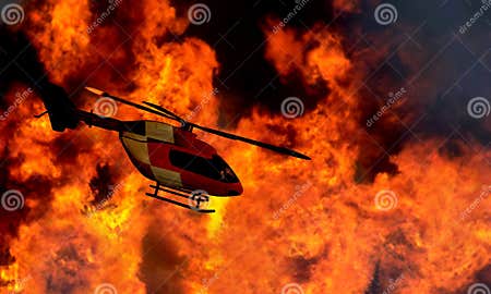 Helicopter Flying by a Bushfire Stock Image - Image of help, disaster ...