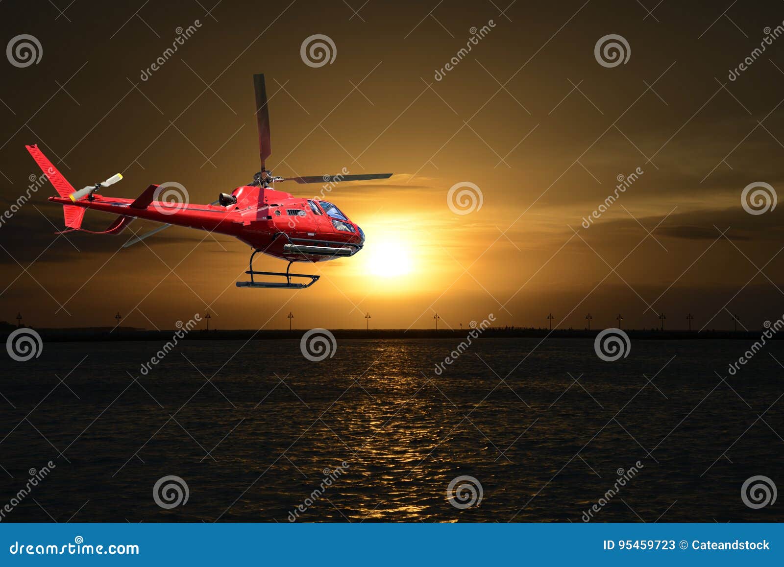 Helicopter Flying Over Florida Keys Stock Image - Image of helicopter ...