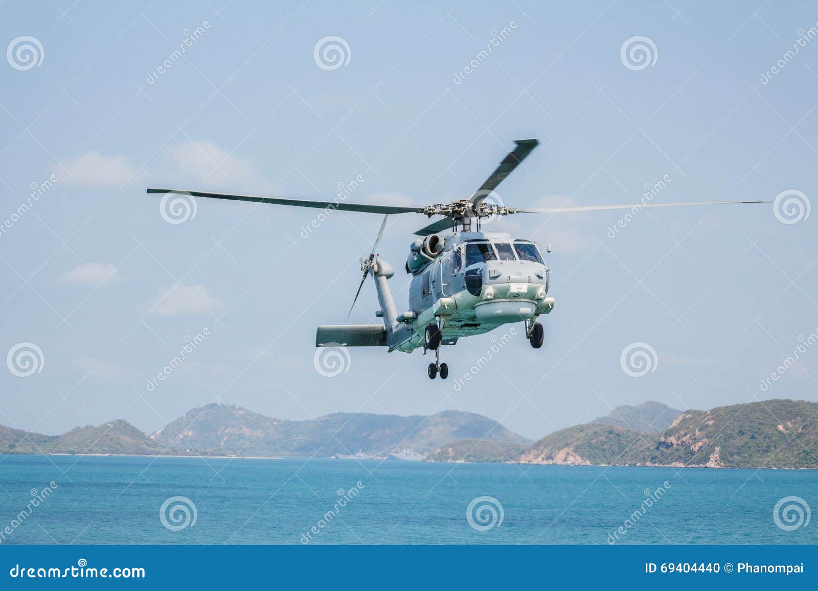 Helicopter Flying Over the Sea Stock Photo - Image of river, airplane ...