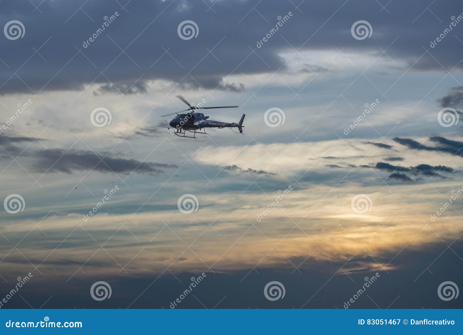 Helicopter Flying at Sunset Time Editorial Photography - Image of ...